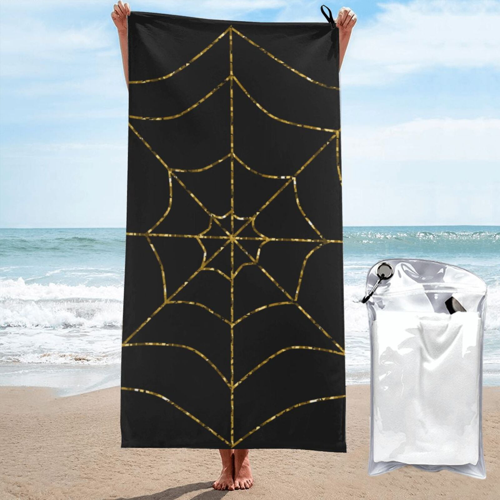 Balery Golden Spider Web Print Towels - Luxurious Jumbo Bath Sheet ...