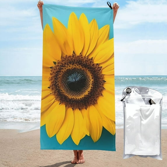 Balery Golden Sunflower in Blue Print Towels - Luxurious Jumbo Bath ...