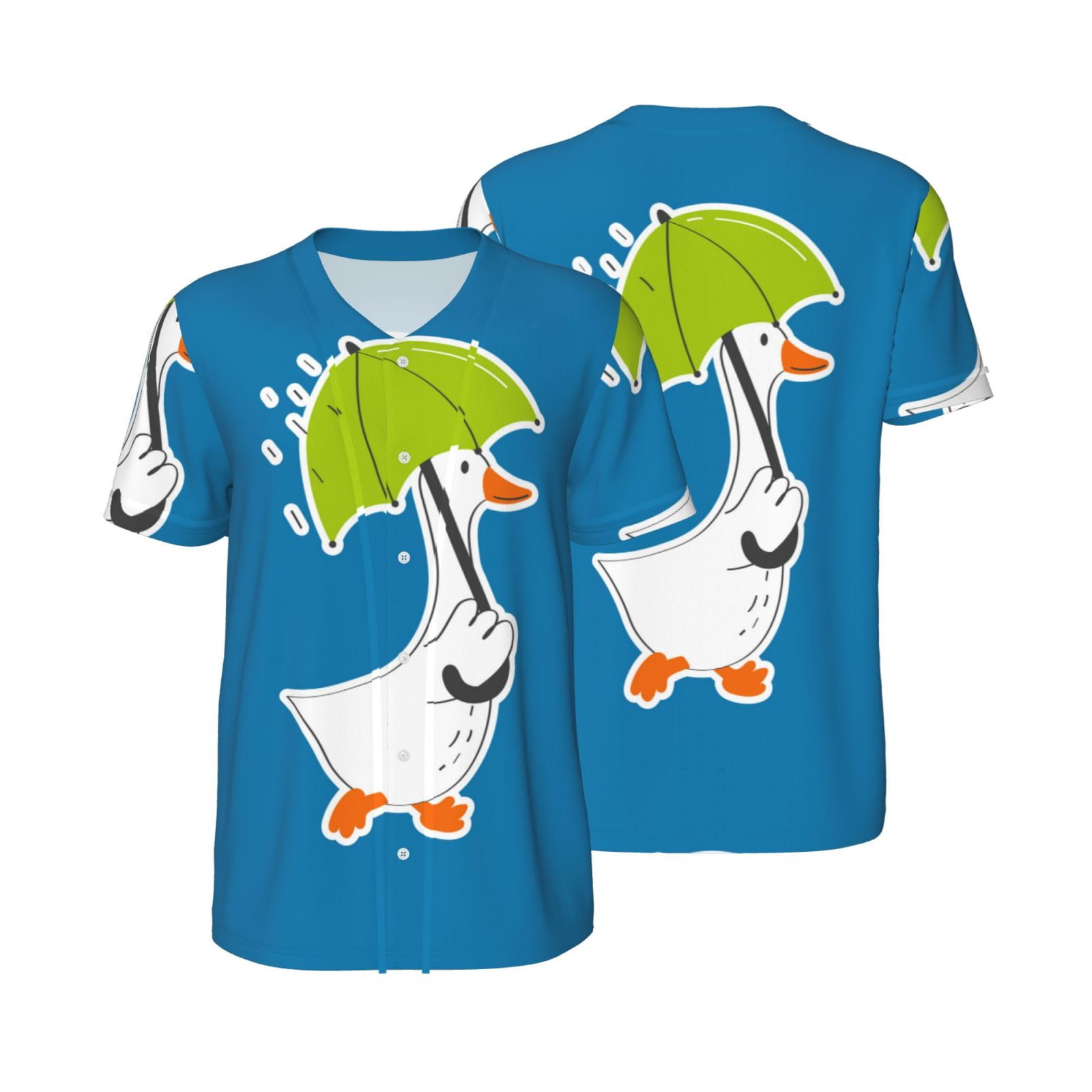 Balery Goose Holding an Umbrella Baseball Jersey for Men Casual Button ...