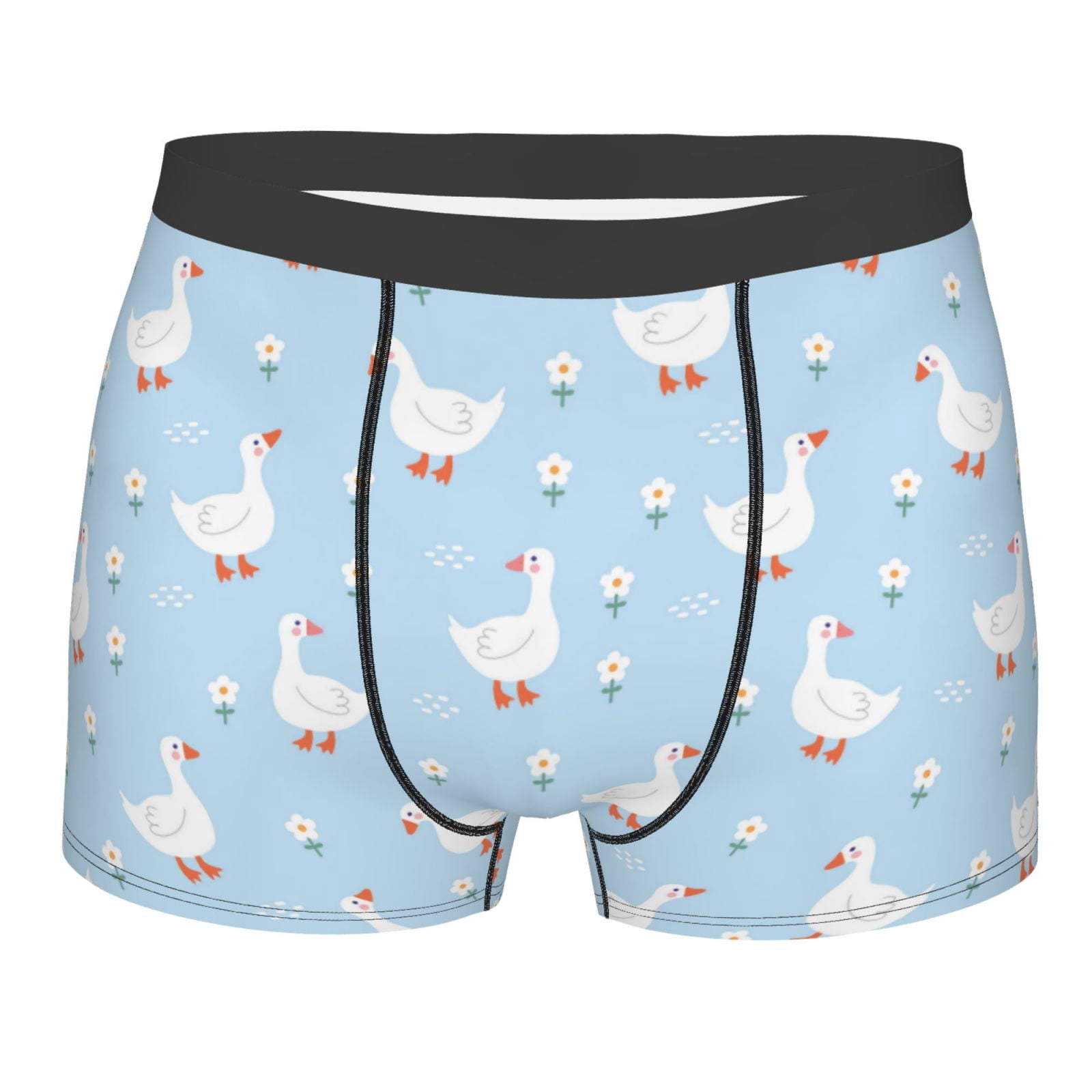 Balery Goose White Flowers Men's Boxer Briefs, Soft and Breathable ...