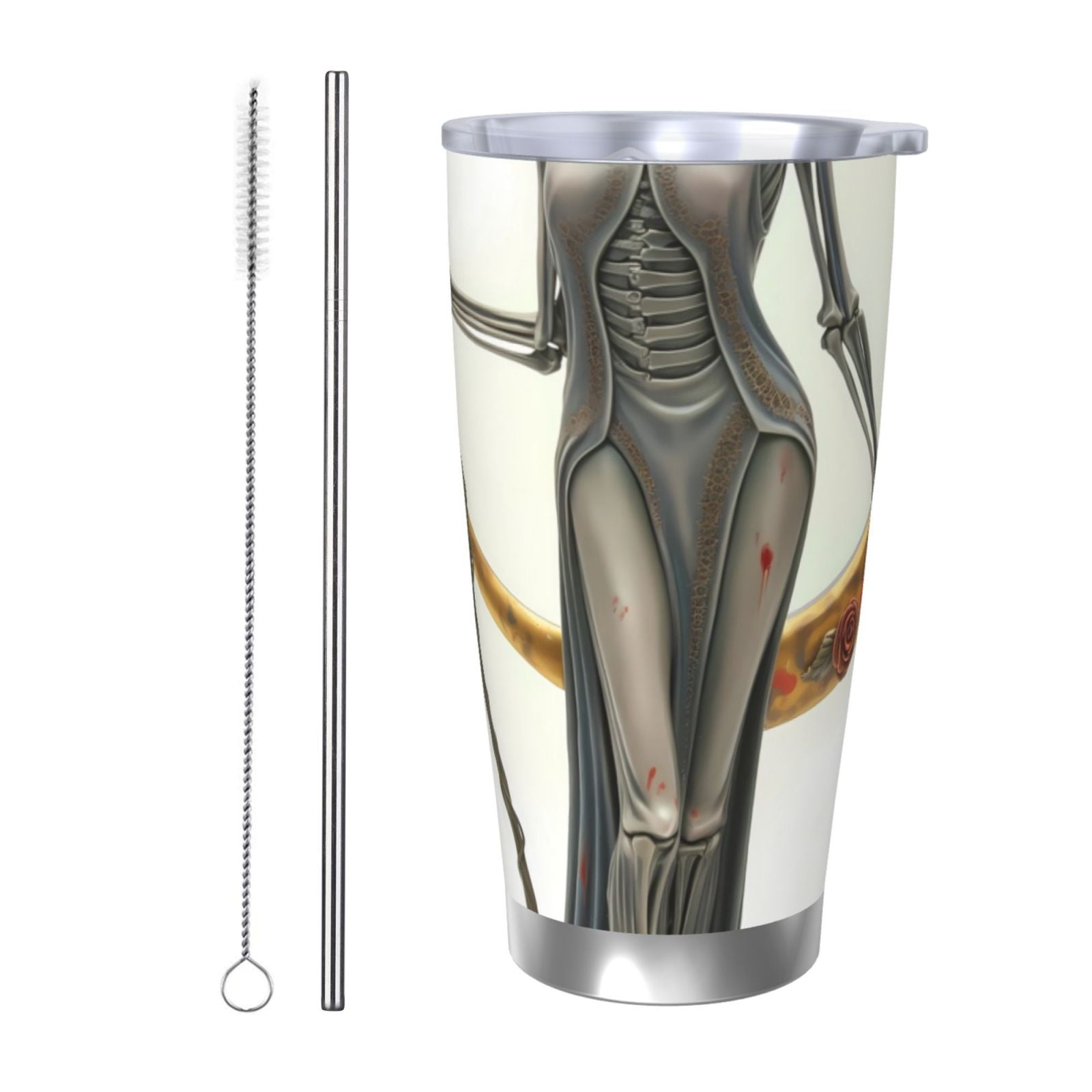 Balery Gothic Skeleton With Roses Pattern 20oz Insulated Car Cup with ...