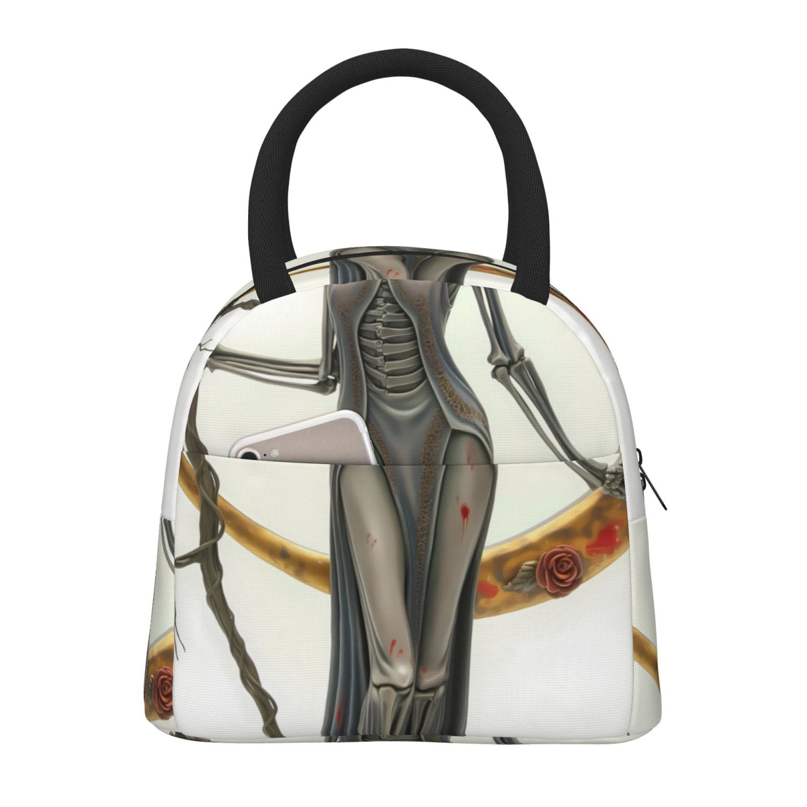 Balery Gothic Skeleton With Roses Pattern Lunch Bag Women, Lunch Box ...