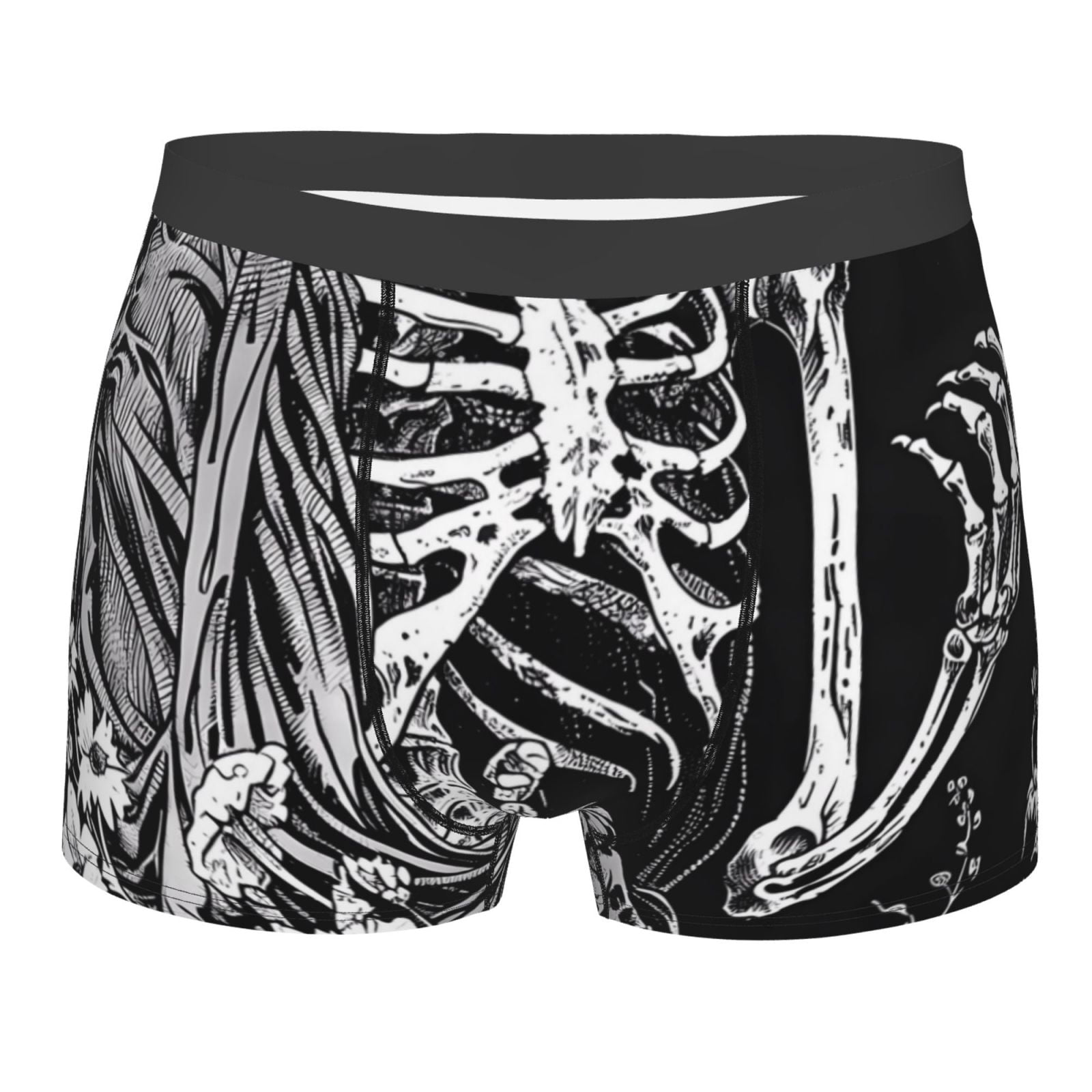 Balery Gothic Skull Floral Art Men's Boxer Briefs, Soft and Breathable ...