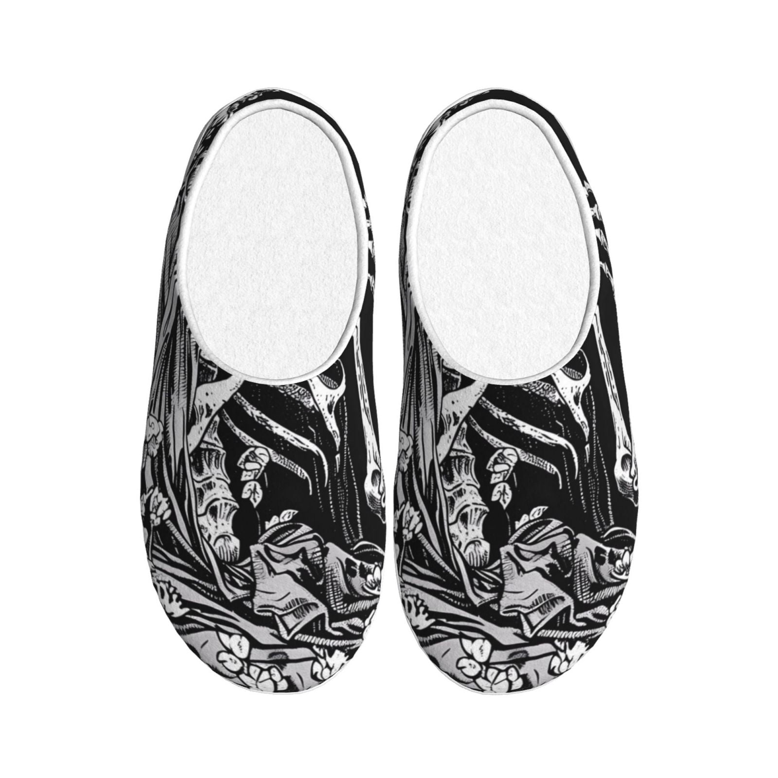 Balery Gothic Skull Floral Art Pattern Women's Fuzzy Memory Foam ...