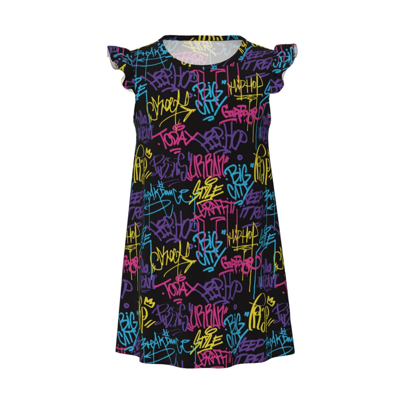 Balery Graffiti Art Princess Nightgown for Girls Flutter Sleeve Cotton ...