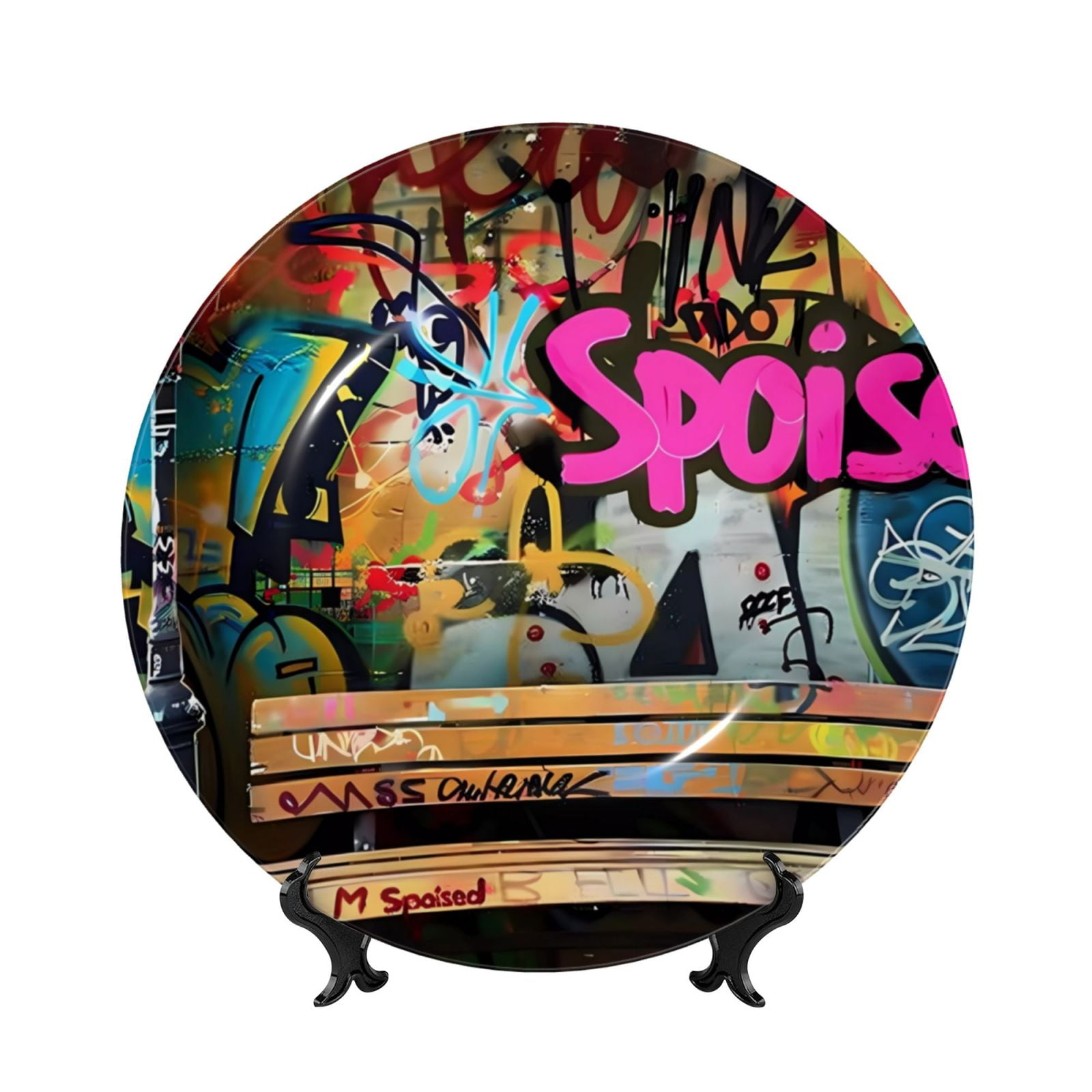 Balery Graffiti Lamp Urban Scene Print Bone China Decorative Plate ...