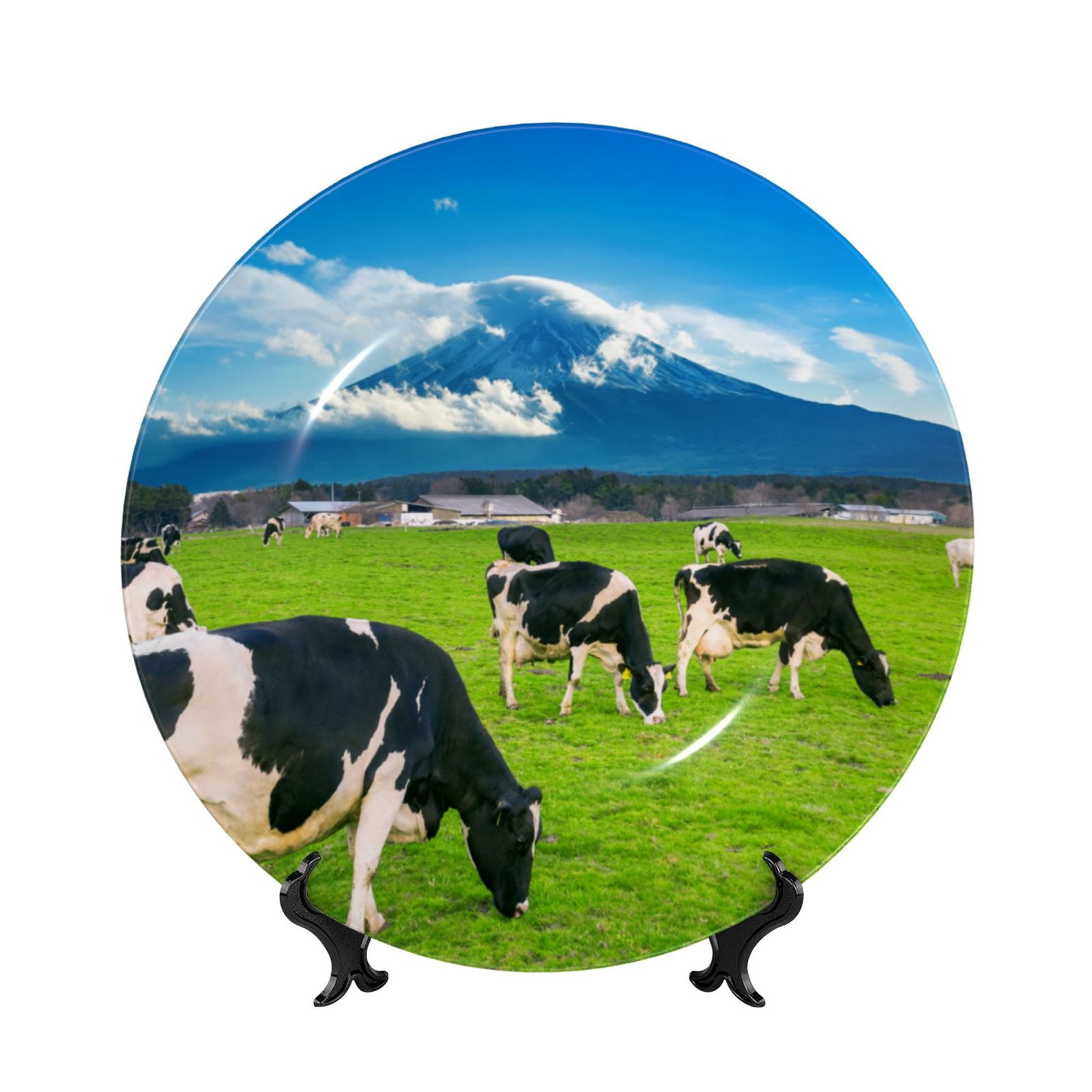 Balery Grazing Cows Mountain View Print Bone China Decorative Plate ...