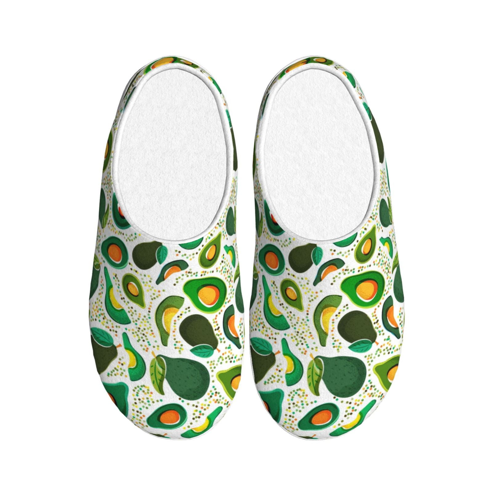 Balery Green Avocado (2) Pattern Women's Fuzzy Memory Foam Slippers ...
