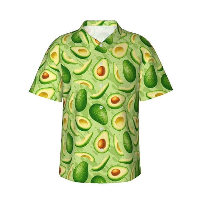 Balery Green Avocado Print Men's Hawaiian Shirts Short Sleeve Beach ...