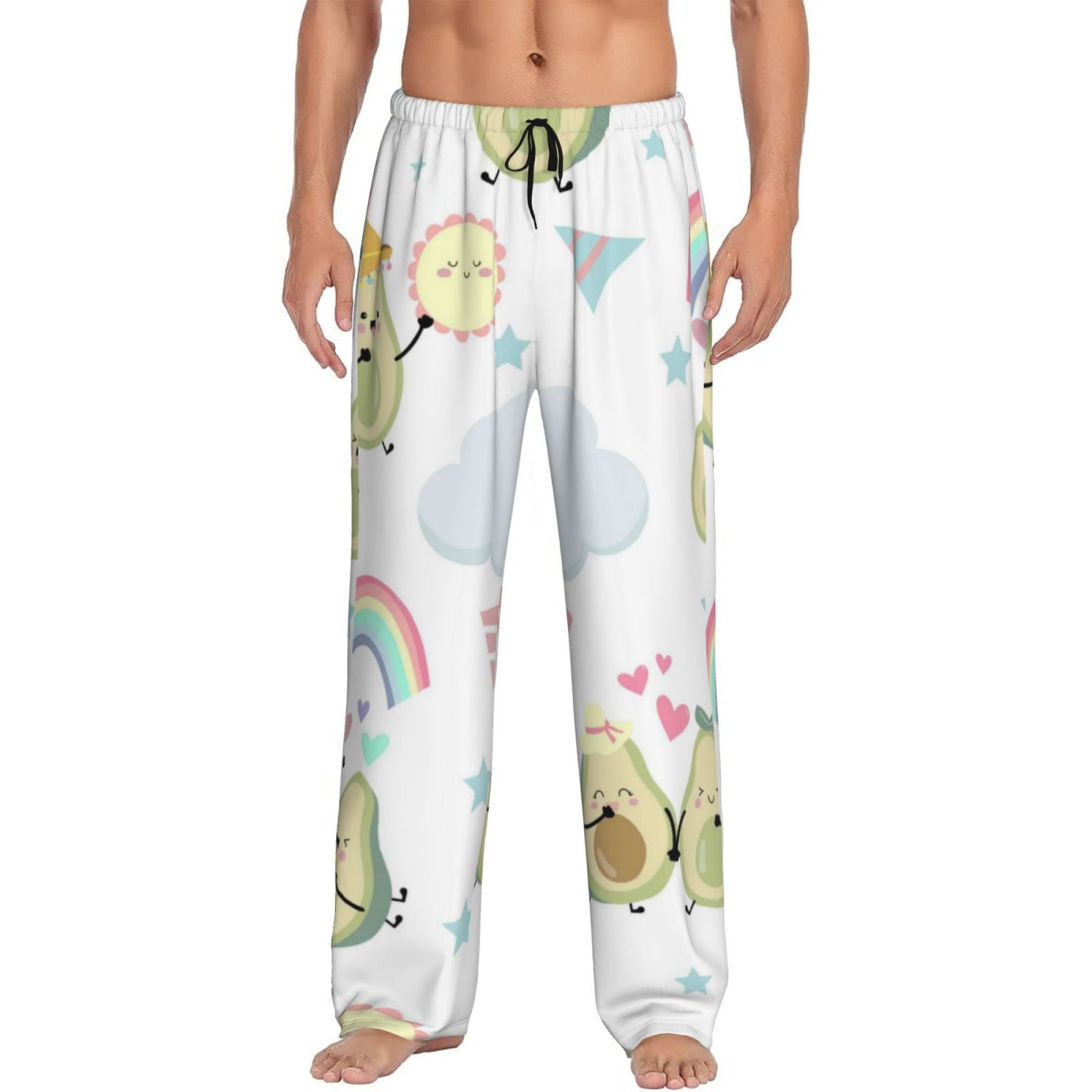 Balery Green Blue Avocado print Men's Pajama Pants,Ultra Lightweight ...