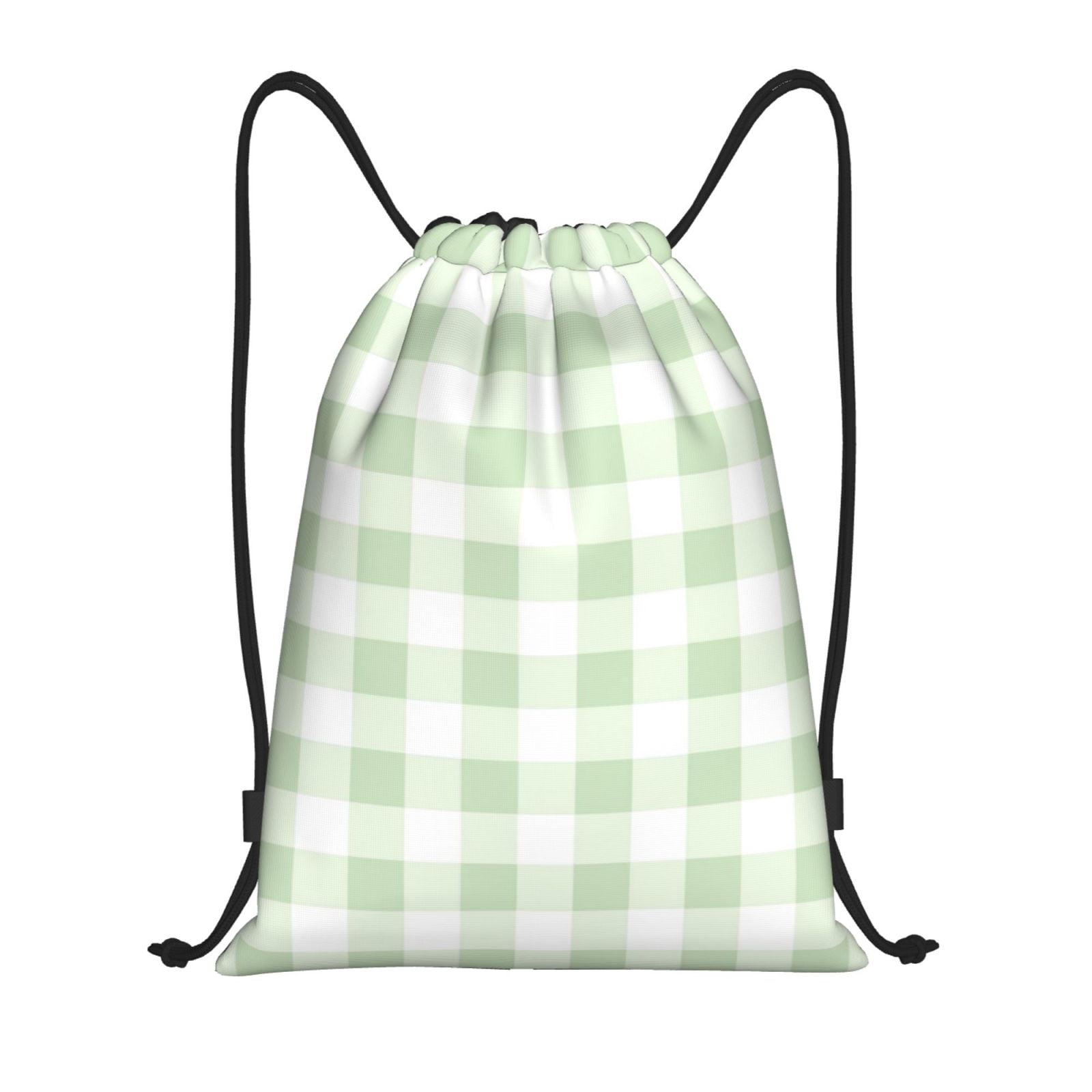 Balery Green Checkboard Pattern Drawstring Backpack Bag Sport Gym ...