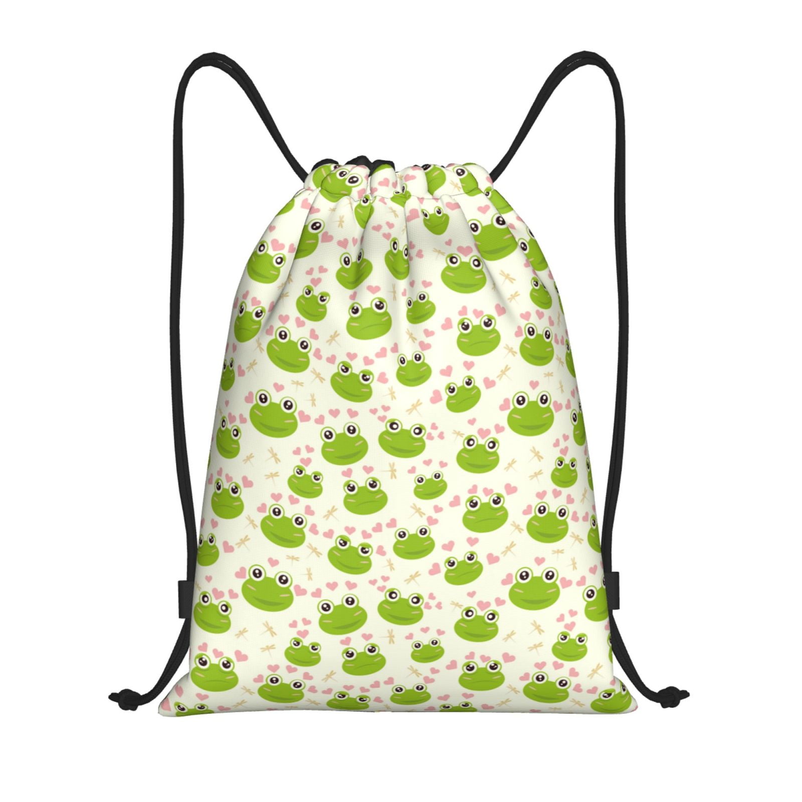 Balery Green Frog Pattern Drawstring Backpack Bag Sport Gym Sackpack ...