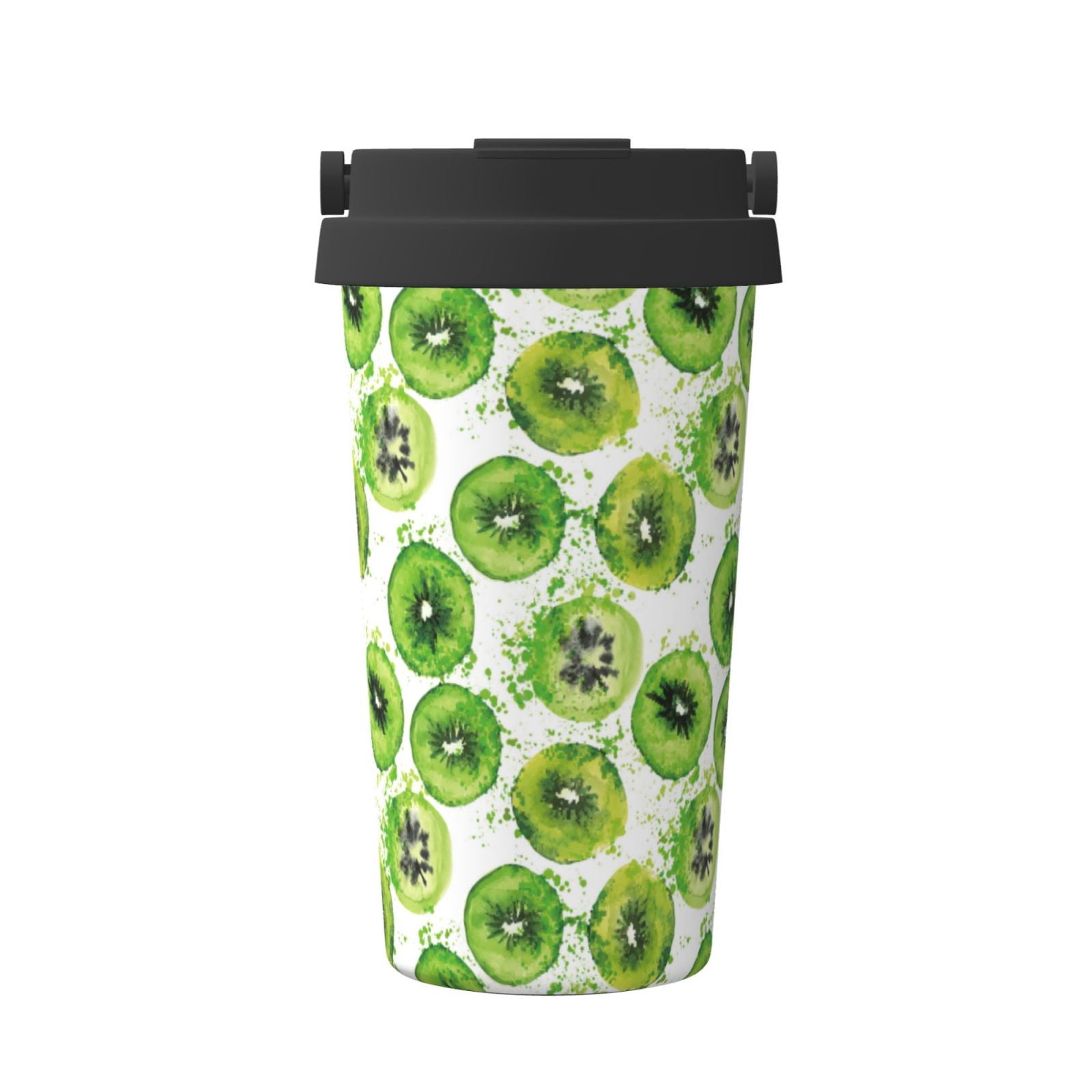 Balery Green Kiwi Pattern Insulated Coffee Travel Mug Stainless Steel ...