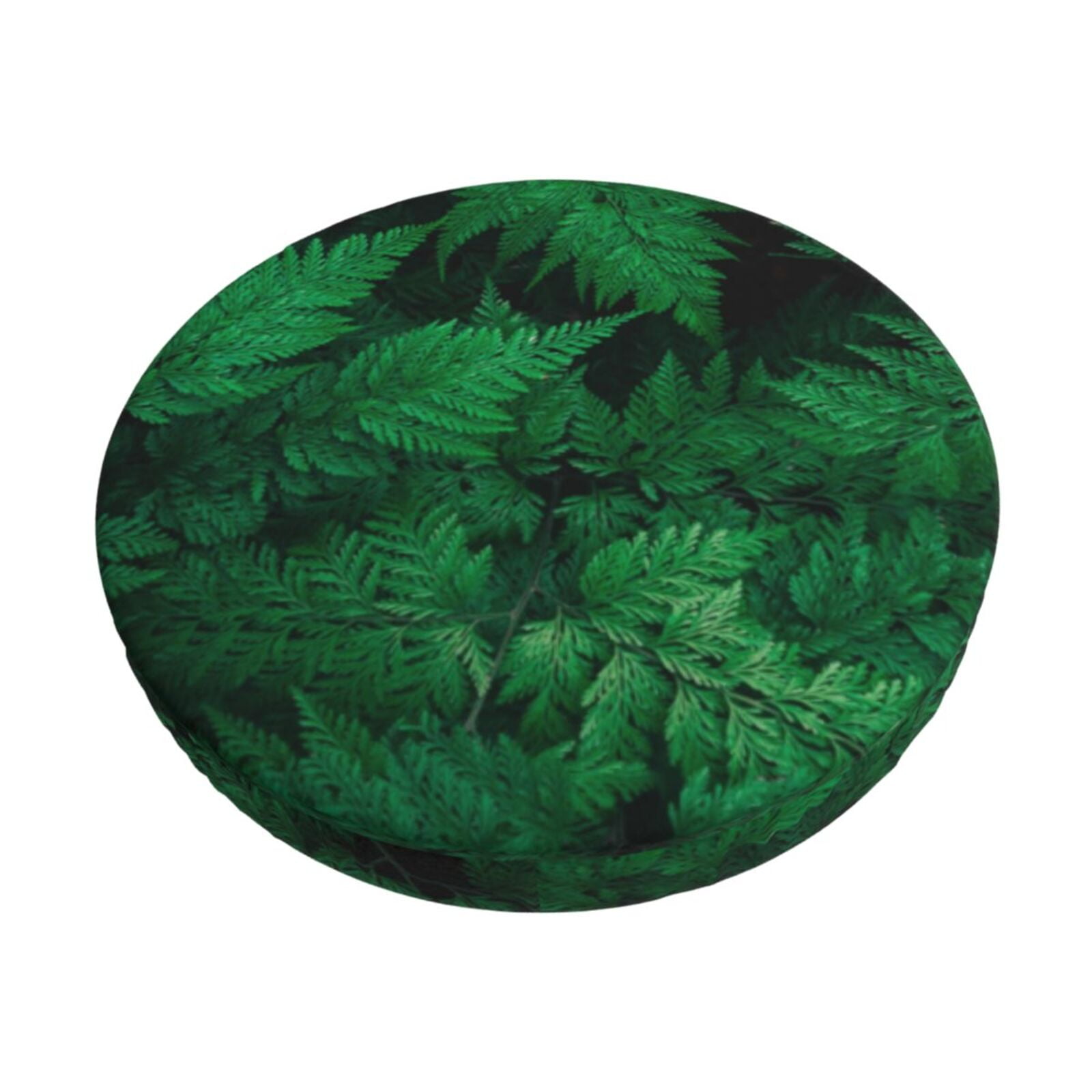 Balery Green Leave Fern Round Bar Stool Seat Covers Velvet Fabric ...