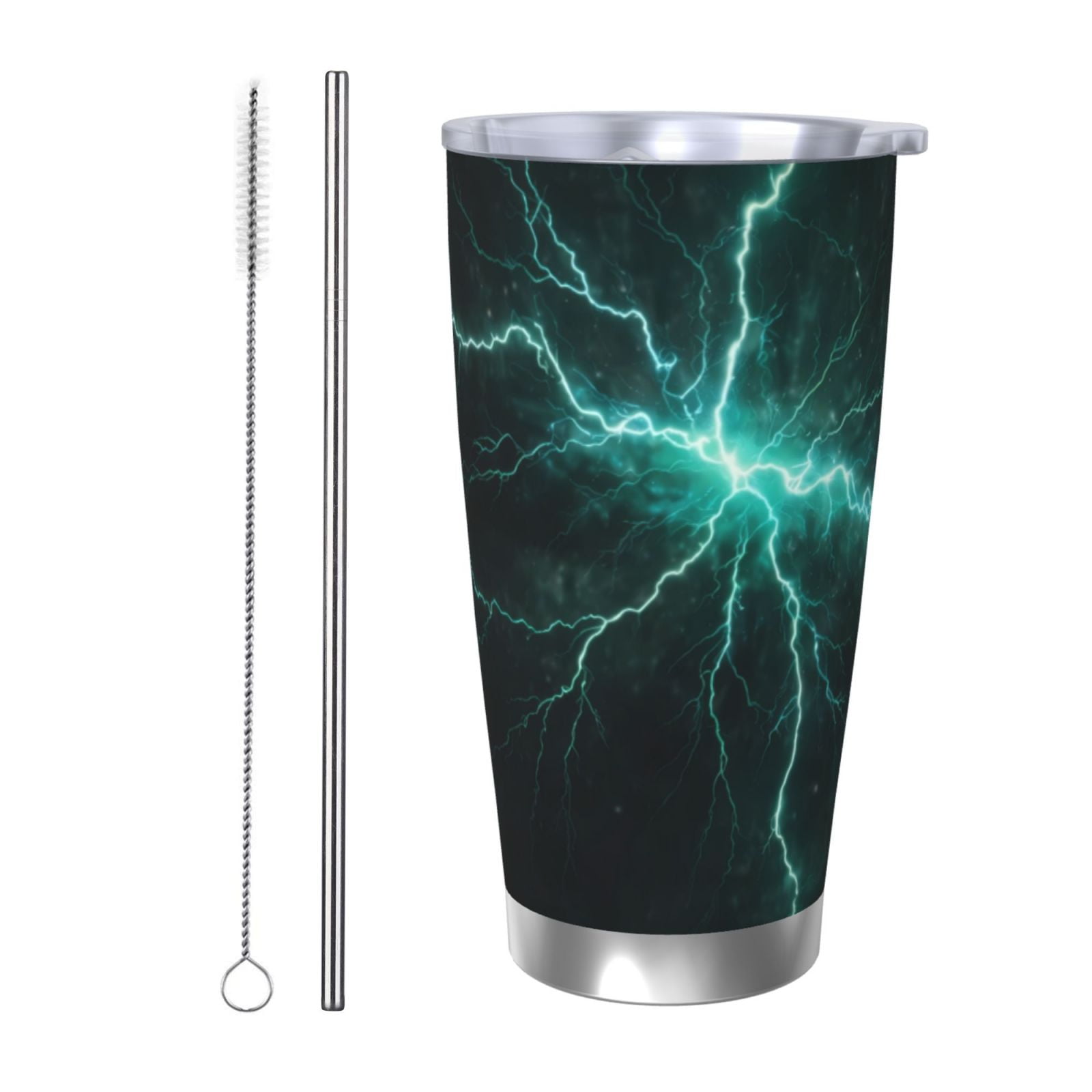 Balery Green Lightning Flash Pattern 20oz Insulated Car Cup with Dual ...