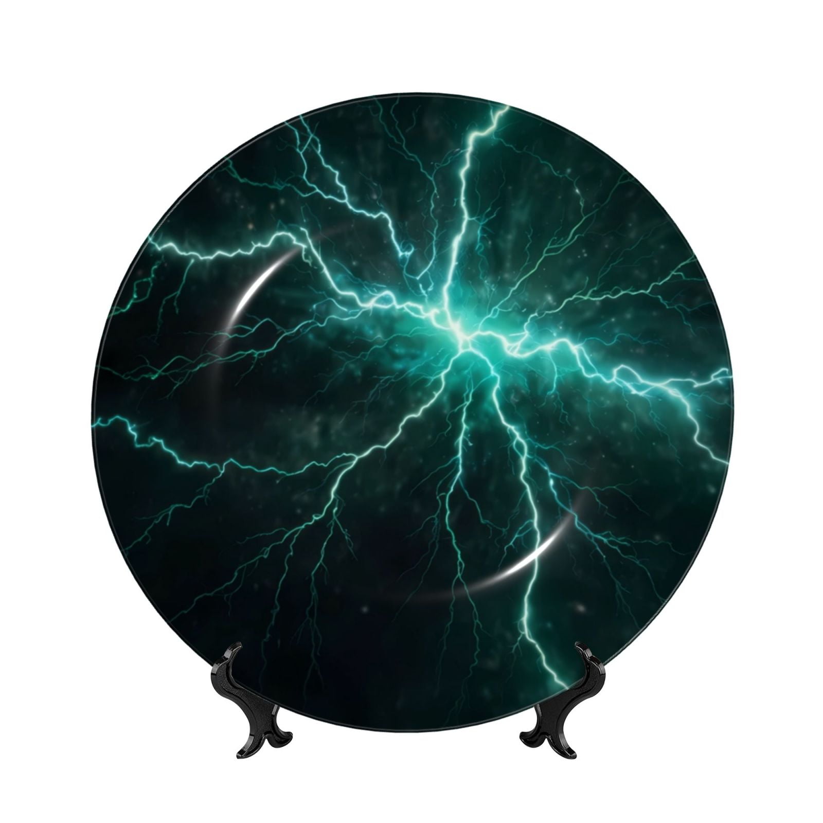 Balery Green Lightning Flash Print Bone China Decorative Plate Ceramic ...