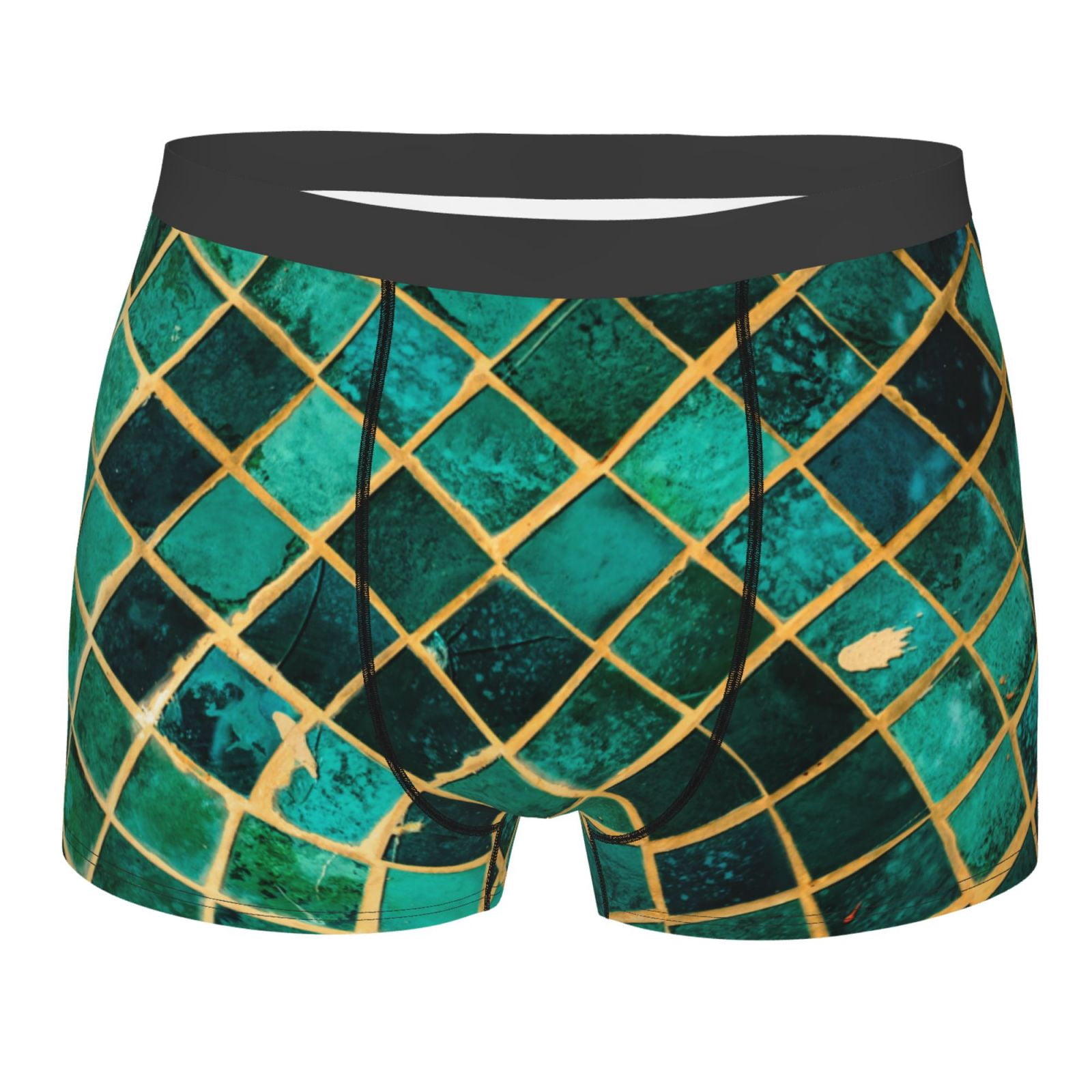 Balery Green Mosaic Glass Men's Boxer Briefs, Soft and Breathable ...