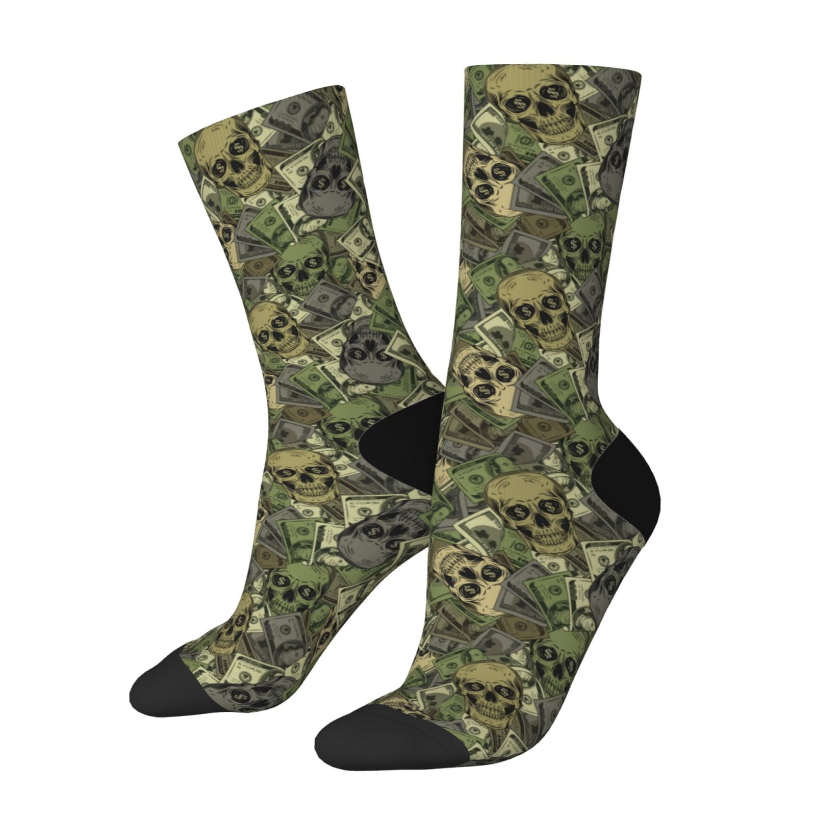 Balery Green Skulls Pattern Crew Socks Unisex– Soft & Breathable Socks ...