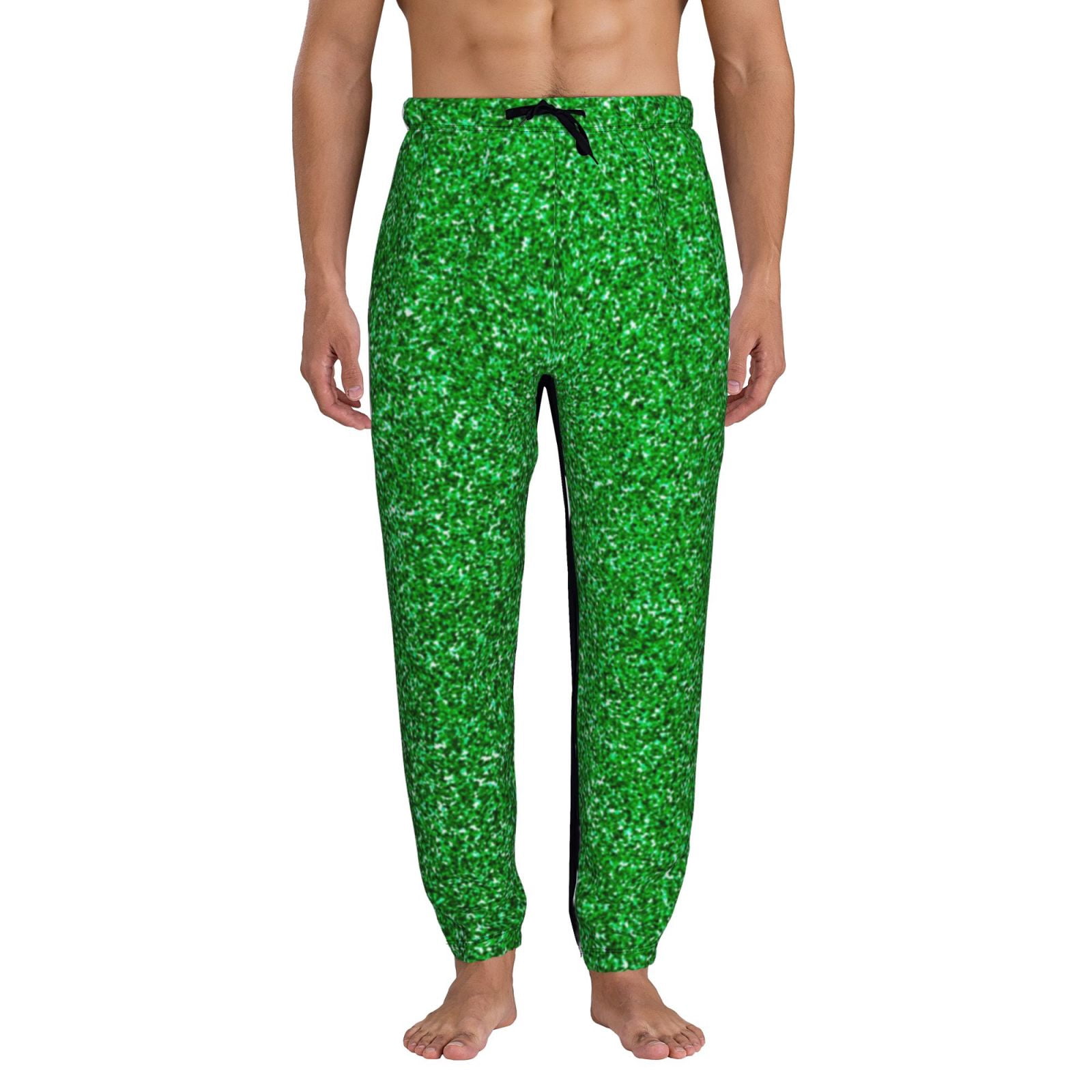 Balery Green Sparkling Shiny Pattern Joggers for Men Athletic Workout ...
