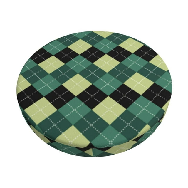 Balery Green Squares Round Bar Stool Seat Covers Velvet Fabric ...