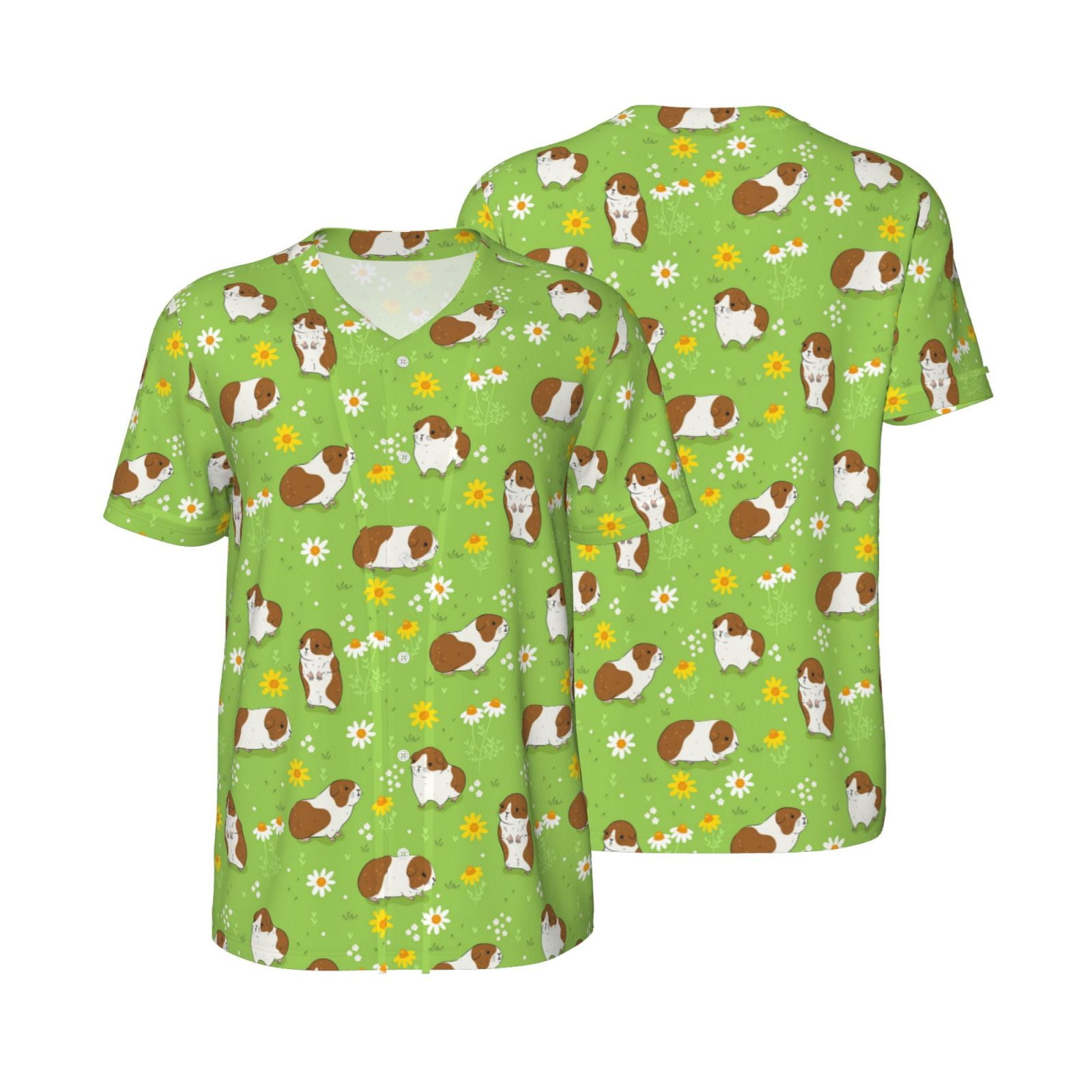 Balery Guinea Pigs Baseball Jersey for Men Casual Button Down Shirts ...