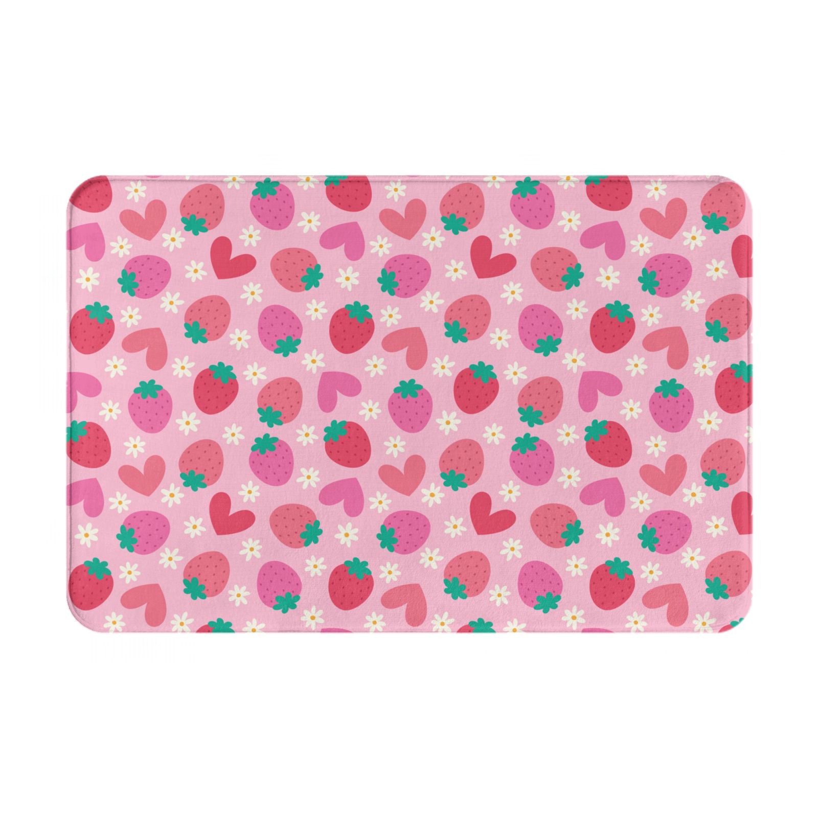 Balery Haear Strawberry Doormat, Durable Flannel Fabric, Waterproof ...