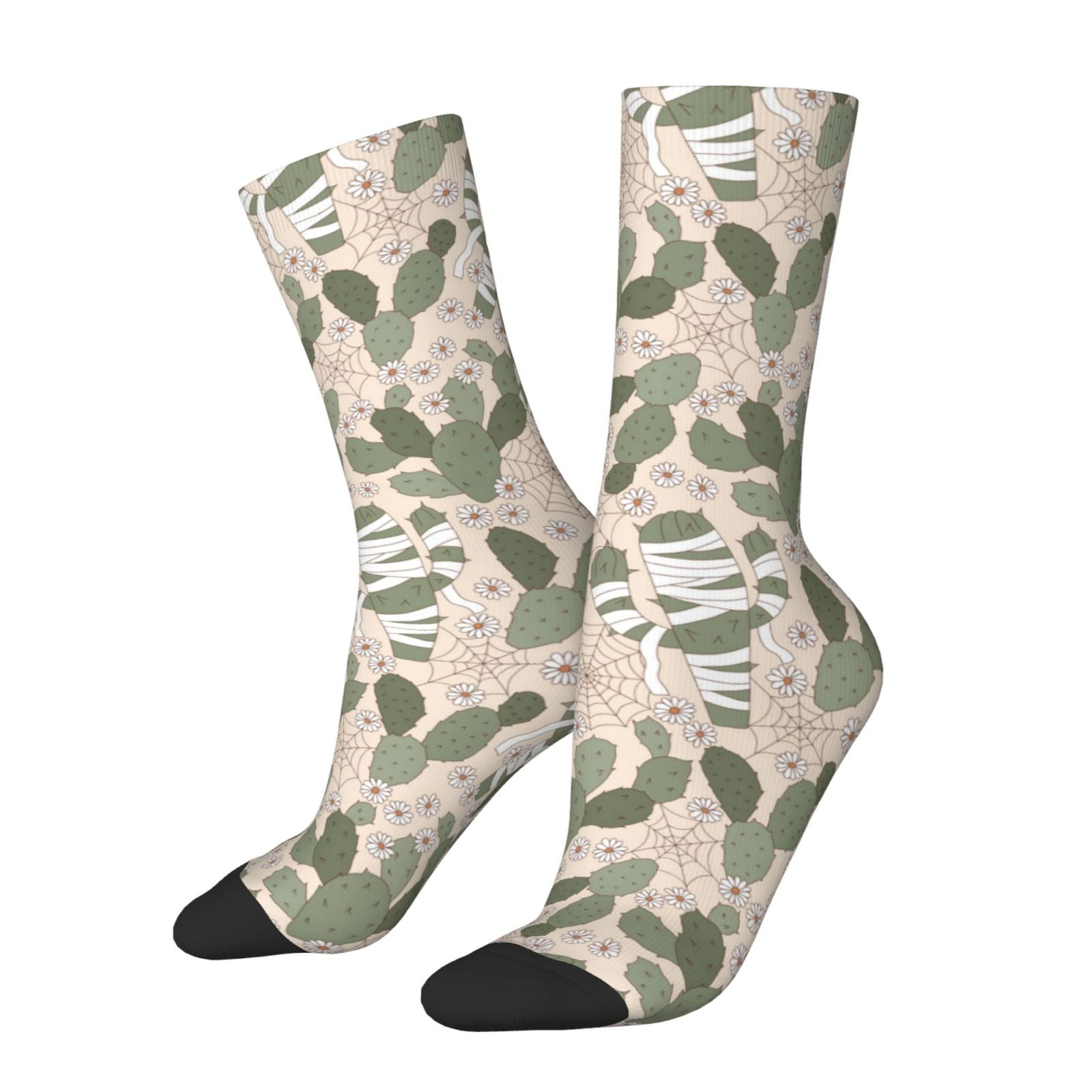 Balery Halloween Cactus Pattern Crew Socks Unisex– Soft & Breathable ...
