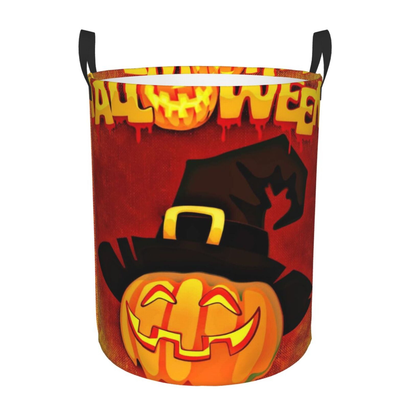 Balery Halloween Pumpkin Round Laundry Basket with Handles Waterproof ...