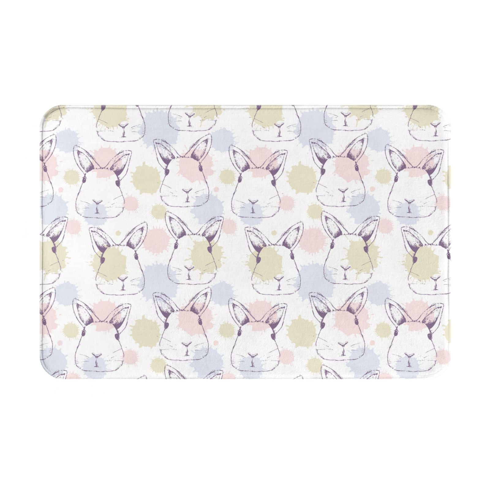 Balery Hand Drawn Rabbit Doormat, Durable Flannel Fabric, Waterproof ...
