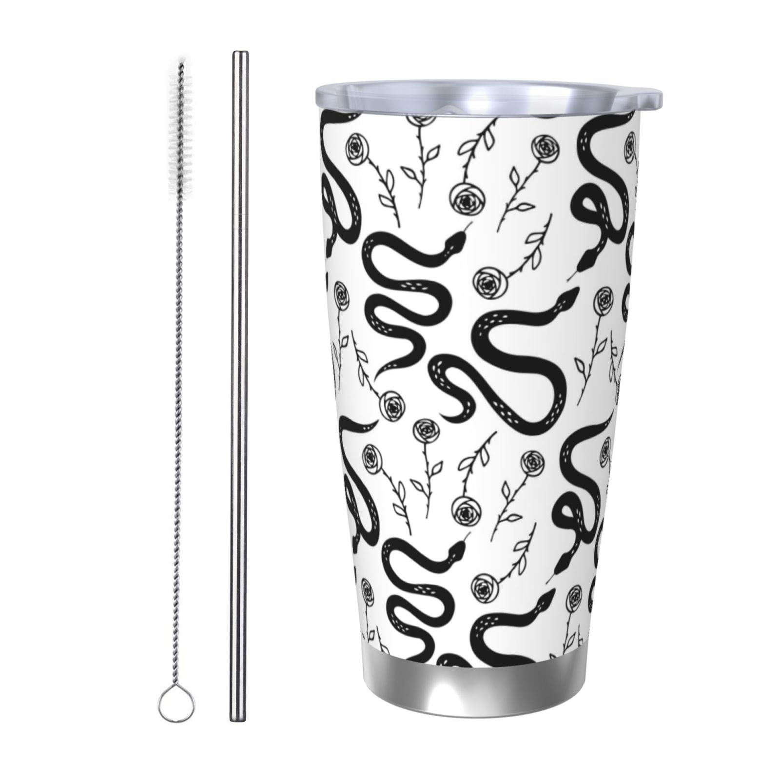 Balery Hand Drawn Snake Pattern 20oz Insulated Car Cup with Dual Drink ...
