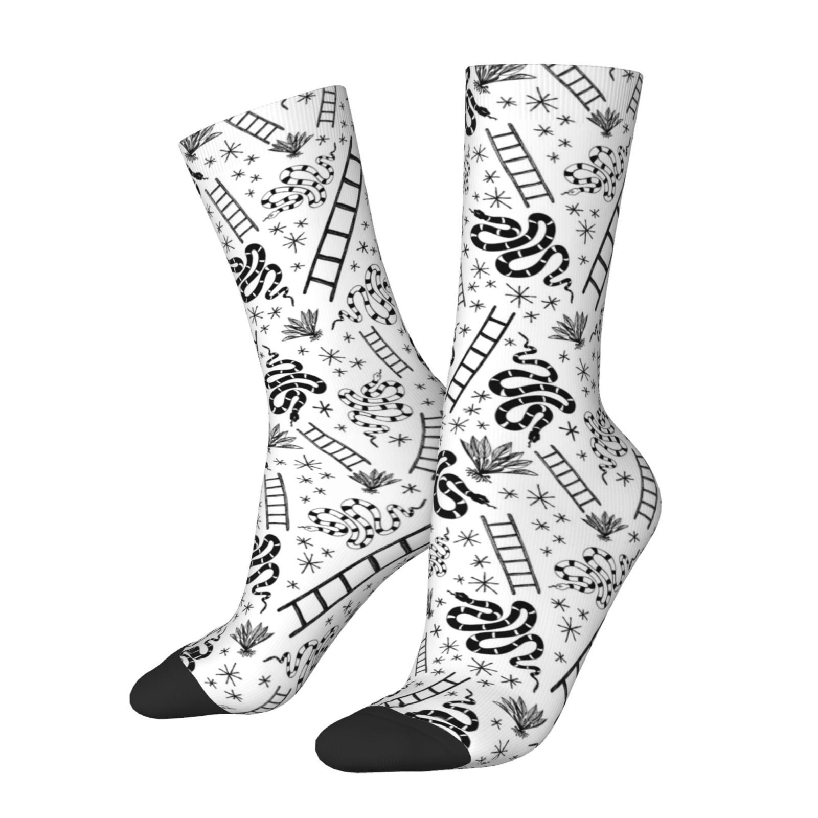 Balery Hand Drawn Snake Pattern Crew Socks Unisex– Soft & Breathable ...