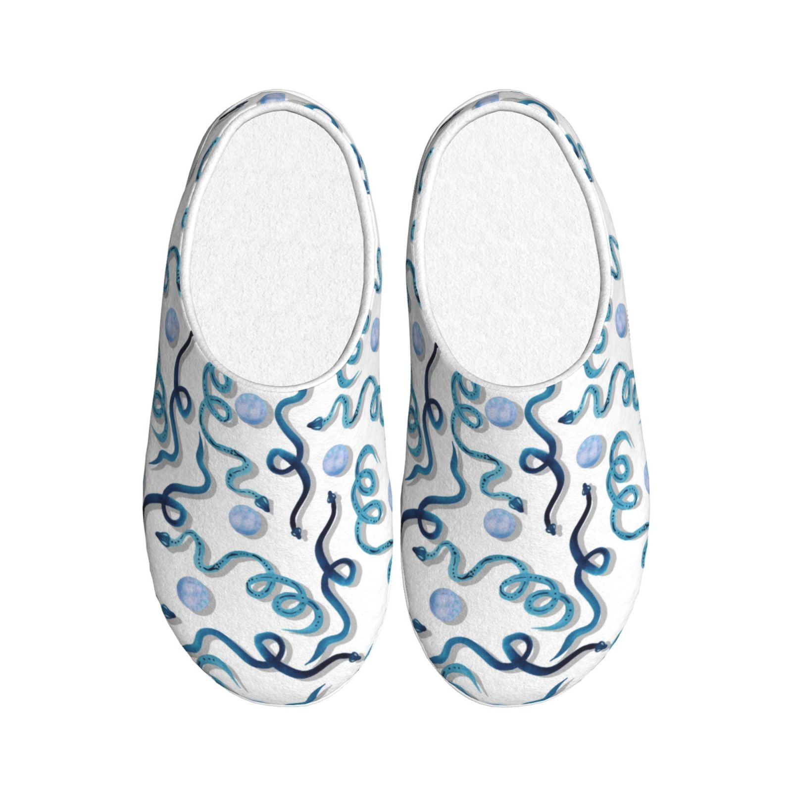 Balery Hand Drawn Snake Pattern Women's Fuzzy Memory Foam Slippers ...