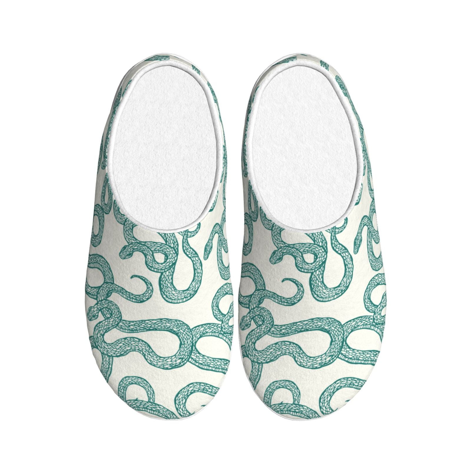 Balery Hand Drawn Snake Pattern Women's Fuzzy Memory Foam Slippers ...