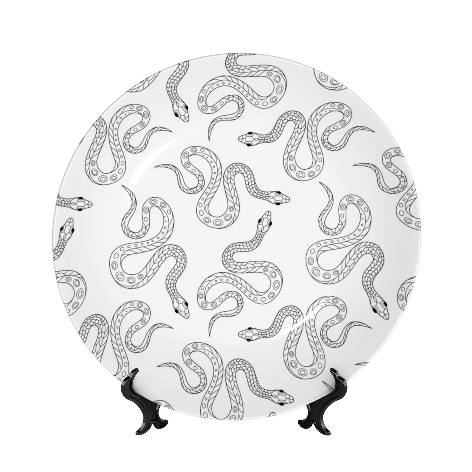 Balery Hand Drawn Snake Print Bone China Decorative Plate Ceramic ...