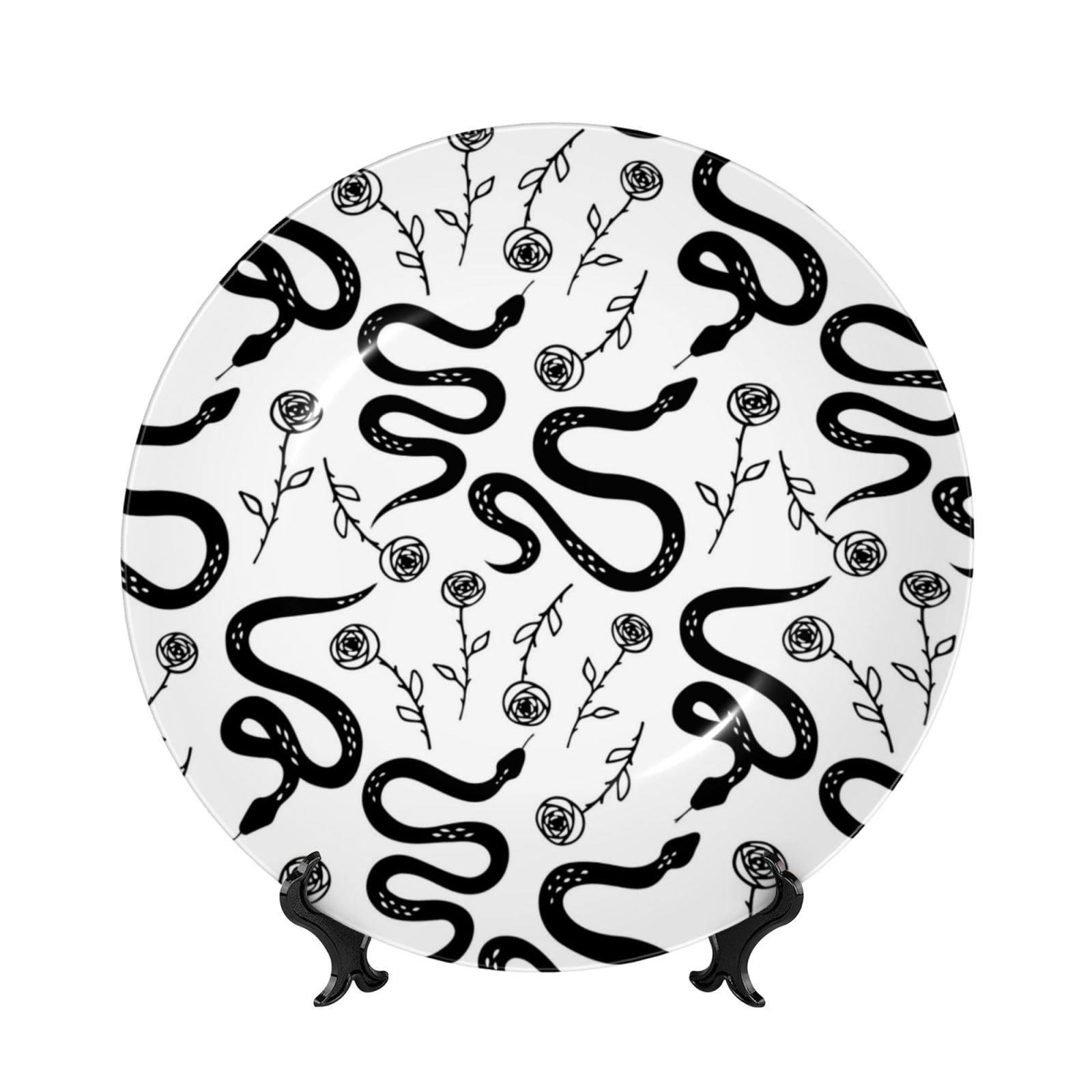 Balery Hand Drawn Snake Print Bone China Decorative Plate Ceramic ...