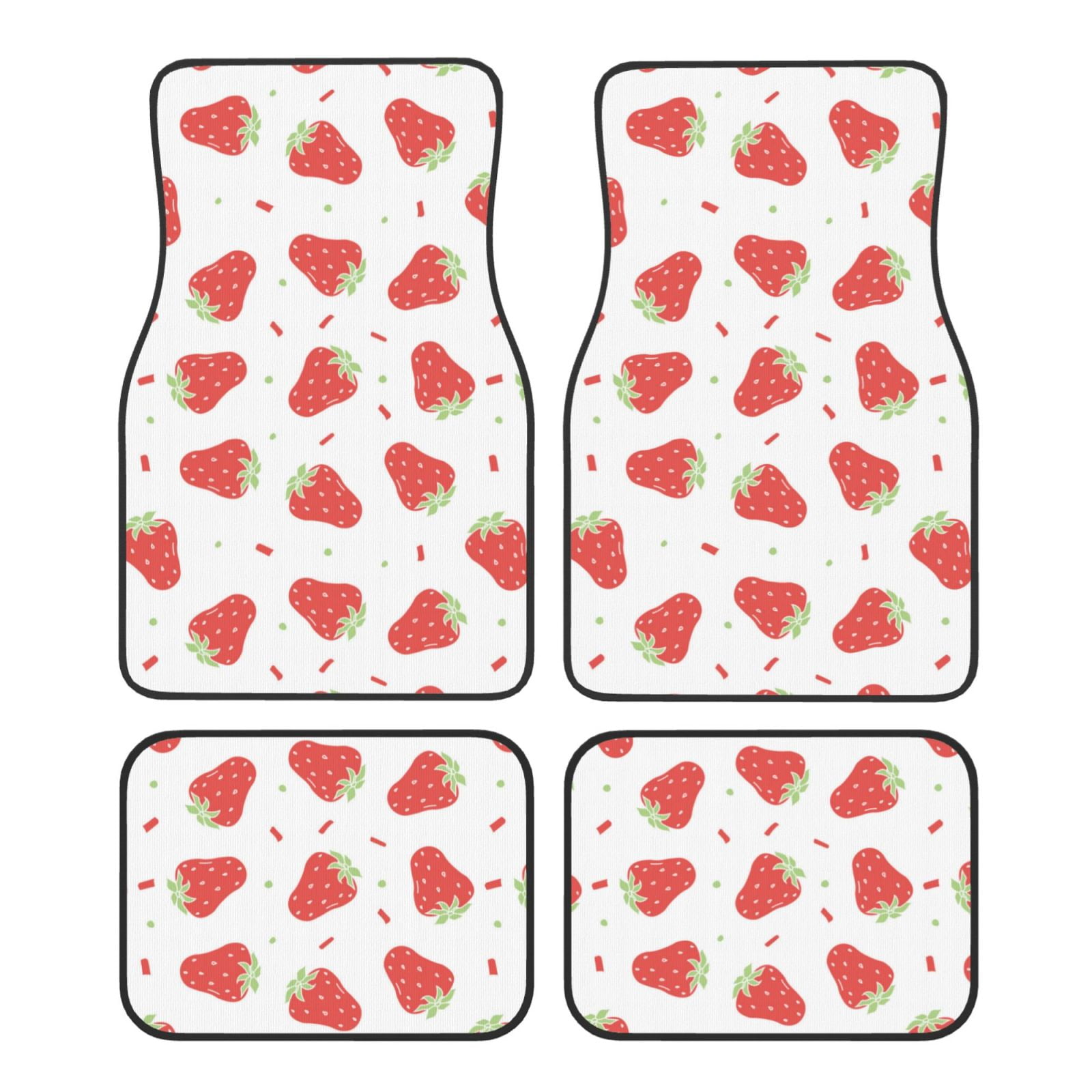 Balery Hand Drawn Strawberry Pattern 4-Piece Floor Mats, Heavy-Duty ...