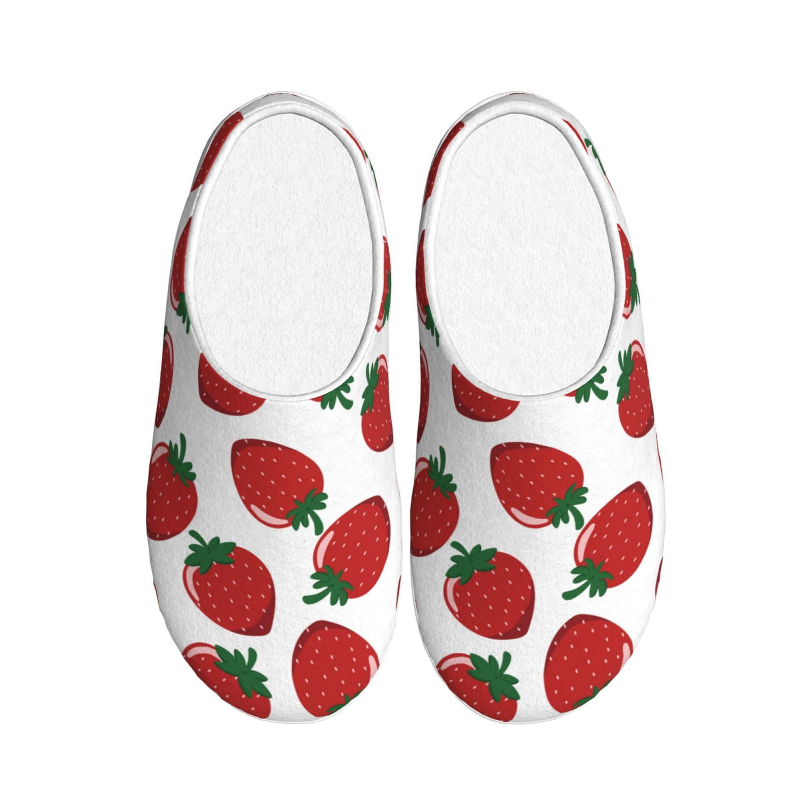 Balery Hand Drawn Strawberry Pattern Women's Fuzzy Memory Foam Slippers ...