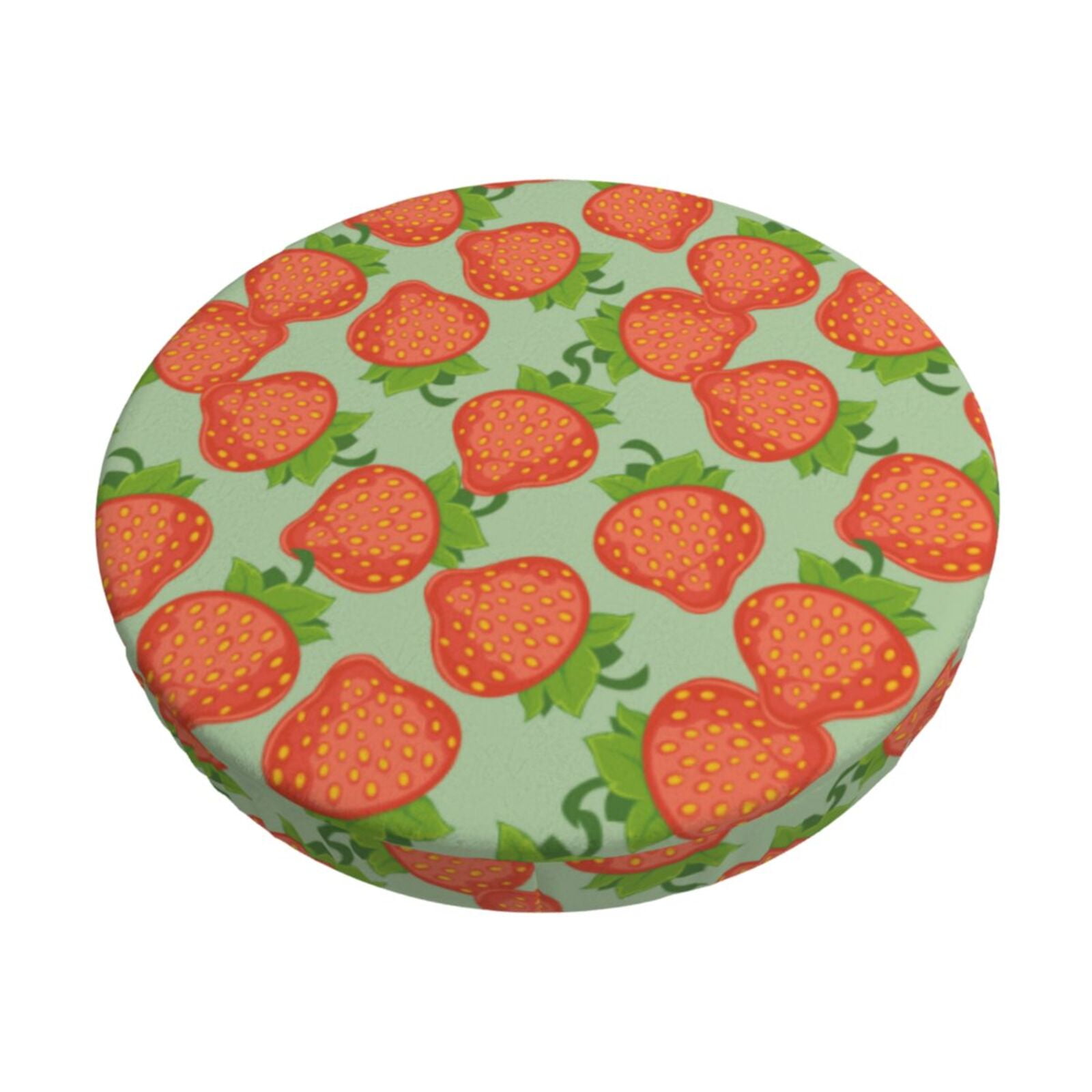 Balery Hand Drawn Strawberry Round Bar Stool Seat Covers Velvet Fabric ...
