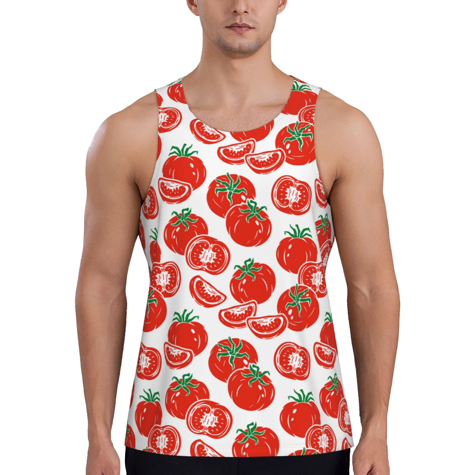 Balery Hand Drawn Tomatoes Pattern Men's Workout Tank Top Gym Muscle ...