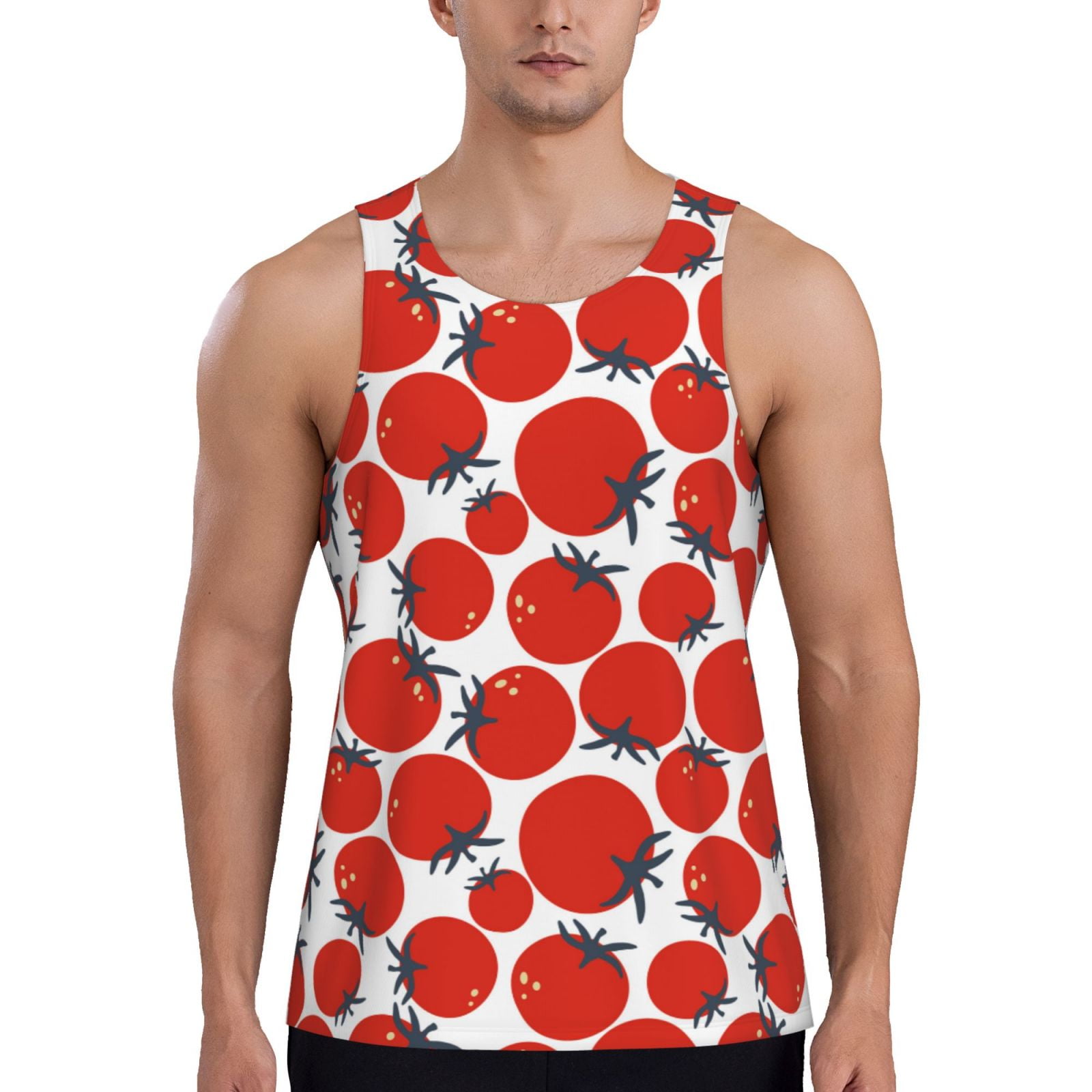 Balery Hand Drawn Tomatoes Pattern Men's Workout Tank Top Gym Muscle ...
