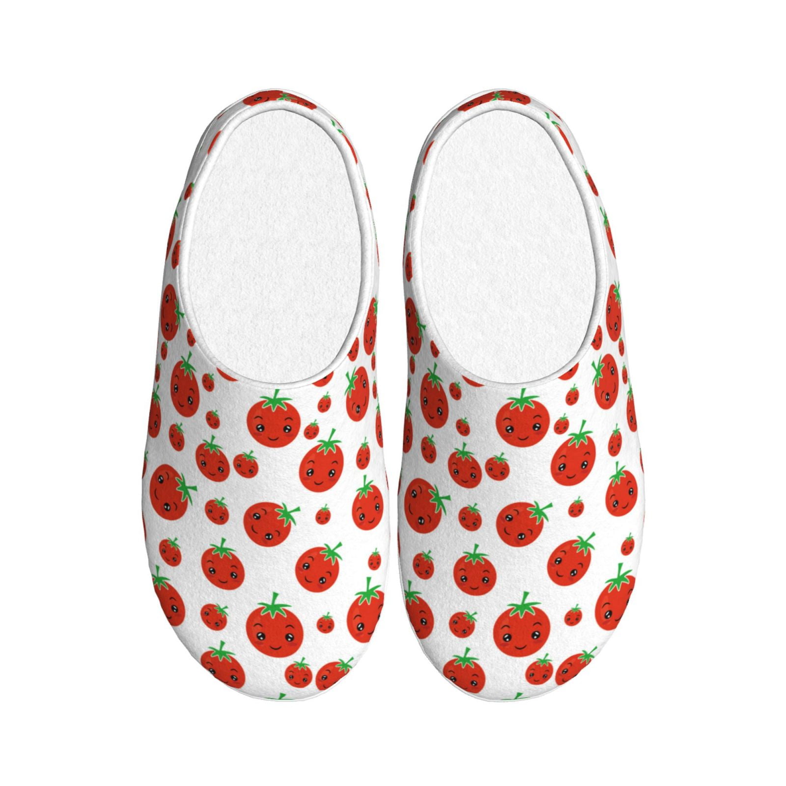 Balery Hand Drawn Tomatoes Pattern Women's Fuzzy Memory Foam Slippers ...