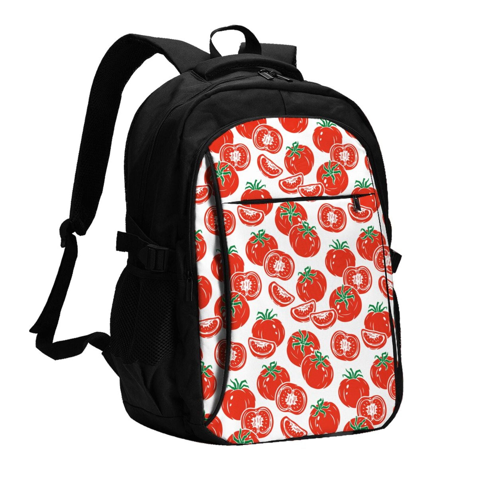 Balery Hand Drawn Tomatoes Print USB Charging Backpack for Men and ...