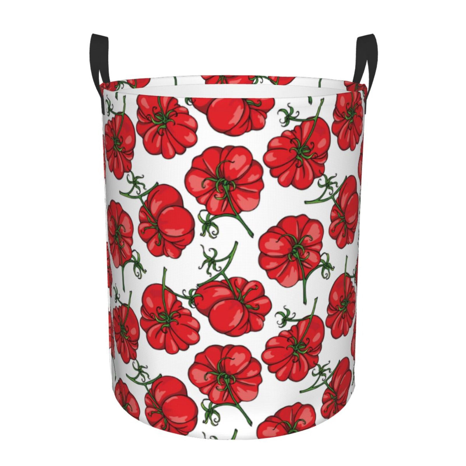 Balery Hand Drawn Tomatoes Round Laundry Basket with Handles Waterproof ...