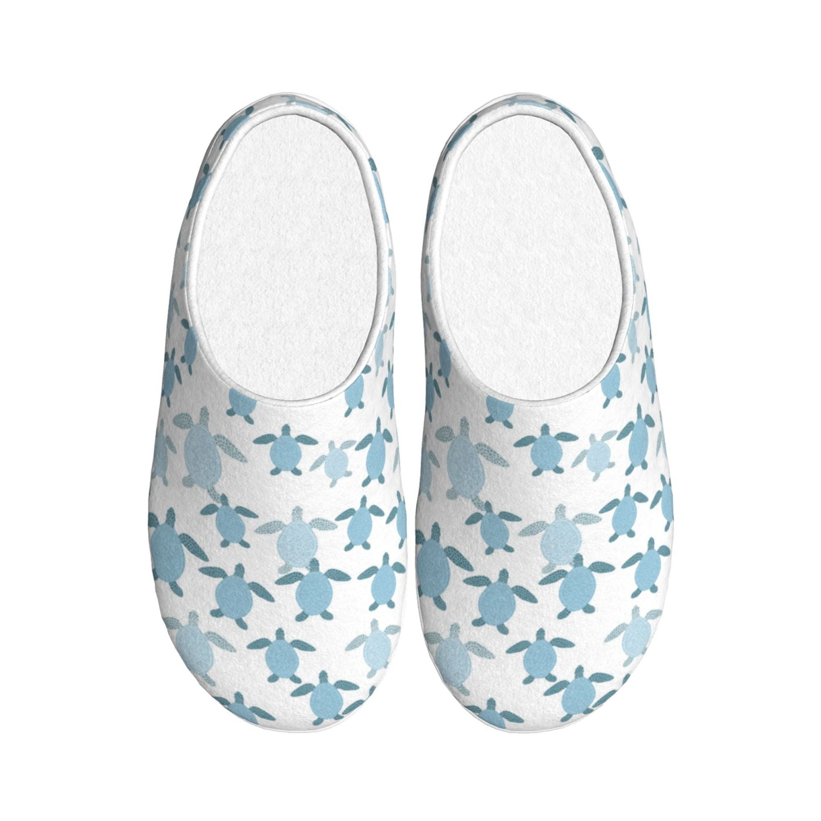 Balery Hand Drawn Turtle Pattern Women's Fuzzy Memory Foam Slippers ...