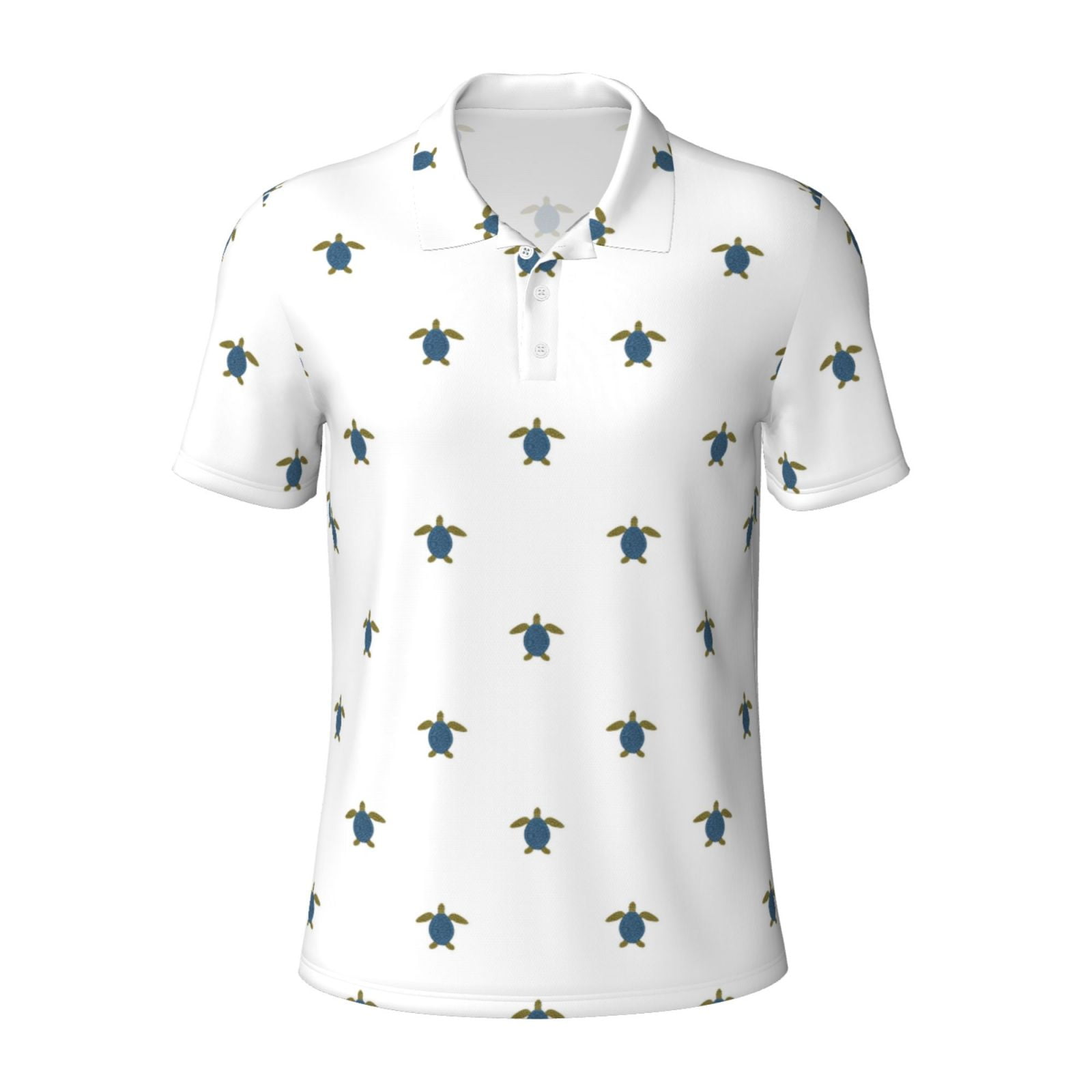 Balery Hand Drawn Turtle Printed Men’s Short Sleeve Polo Shirt ...