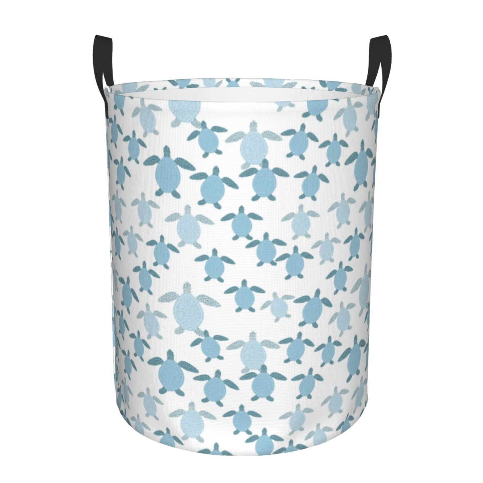 Balery Hand Drawn Turtle Round Laundry Basket with Handles Waterproof ...