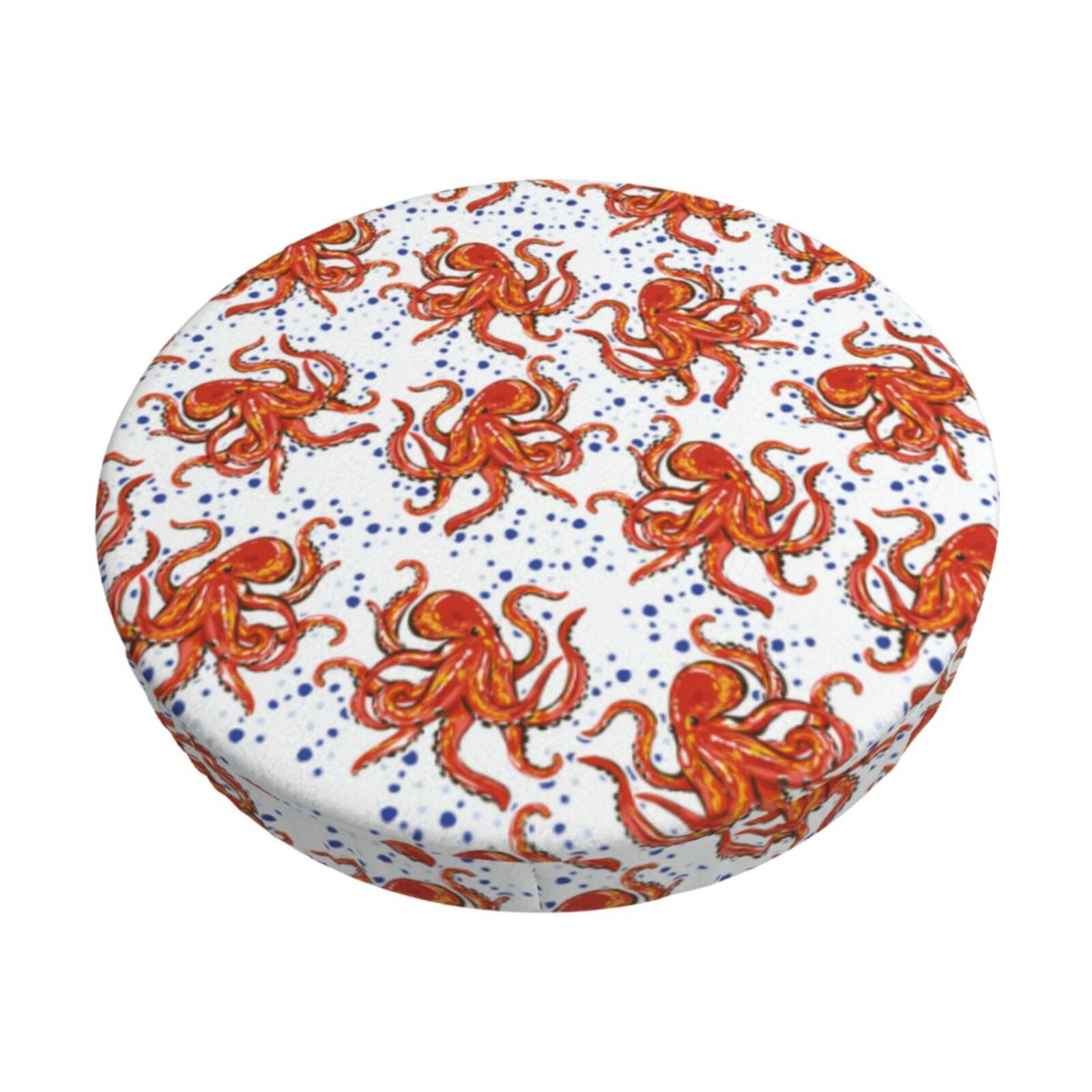 Balery Hand drawn octopus Pattern Round Bar Stool Seat Covers Velvet ...