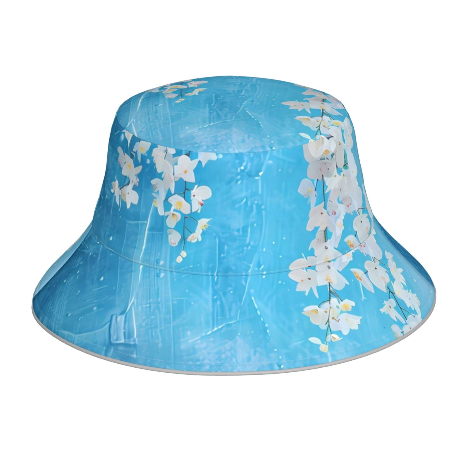 Balery Hanging Orchids Floral Blue Sun Hats for Men Women Bucket Hat ...