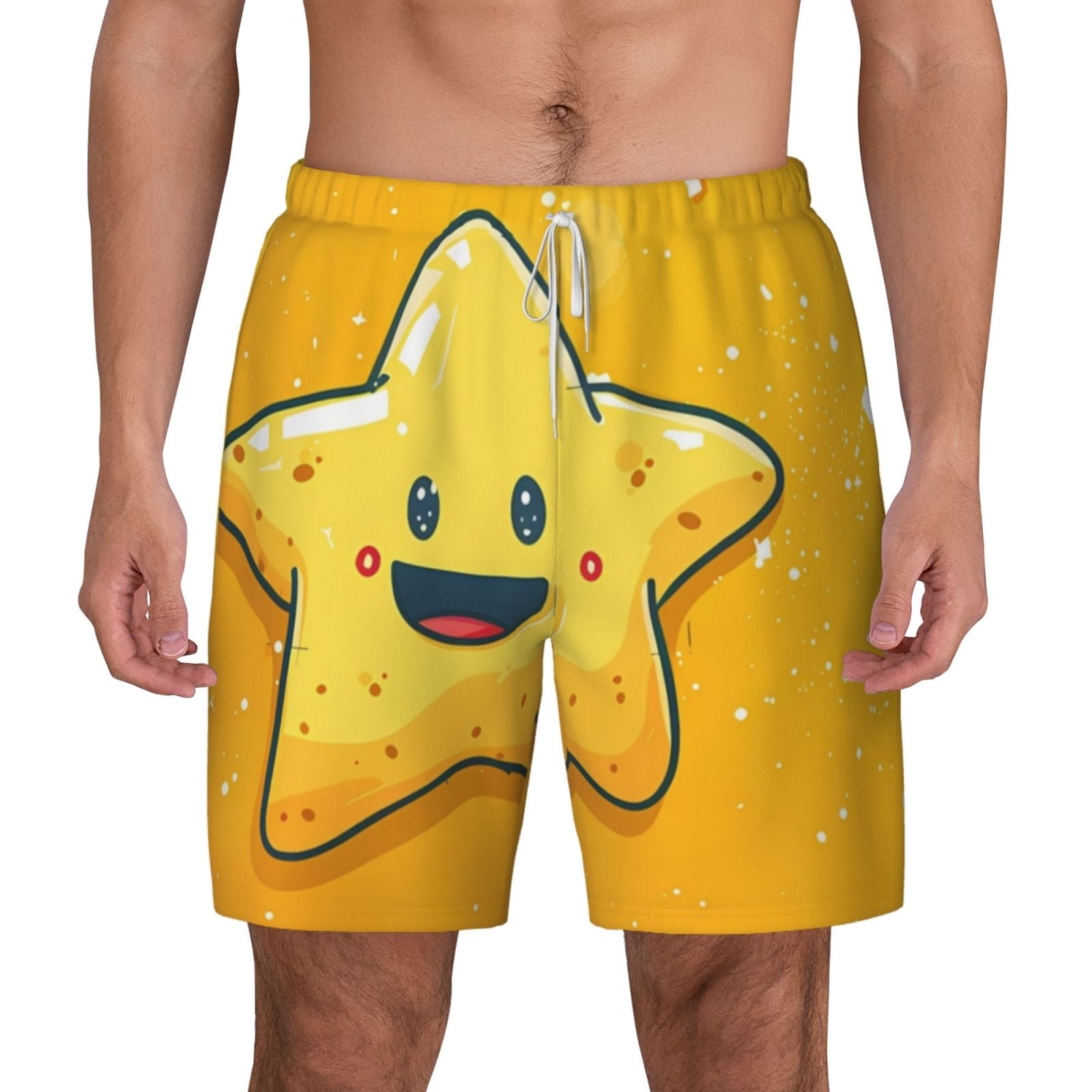 Balery Happy Cartoon Star Mens Swim Trunks Swim Shorts for Men Quick ...