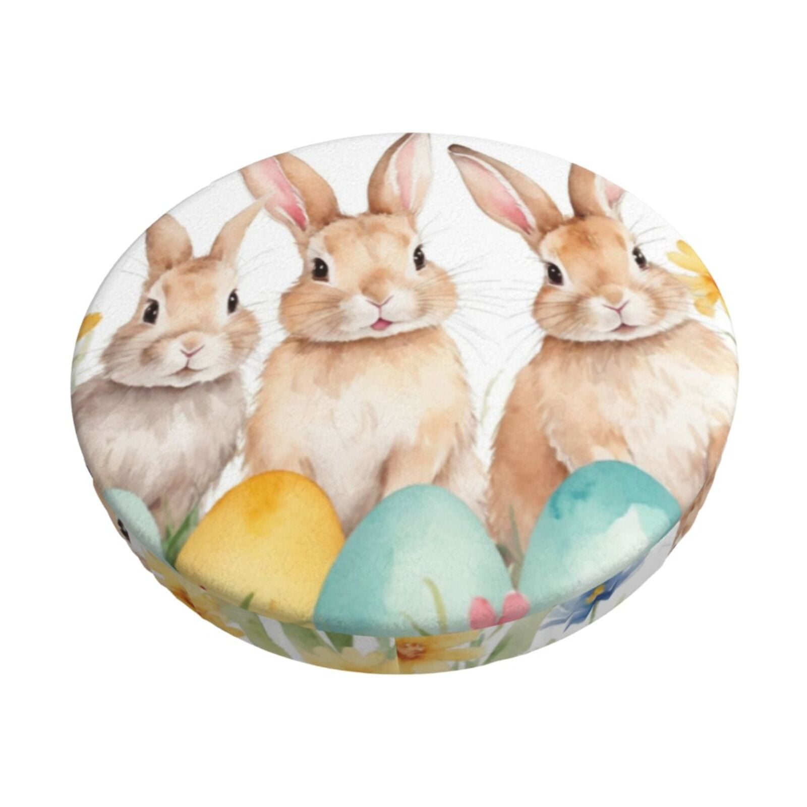 Balery Happy Easter Pattern Round Bar Stool Seat Covers Velvet Fabric ...